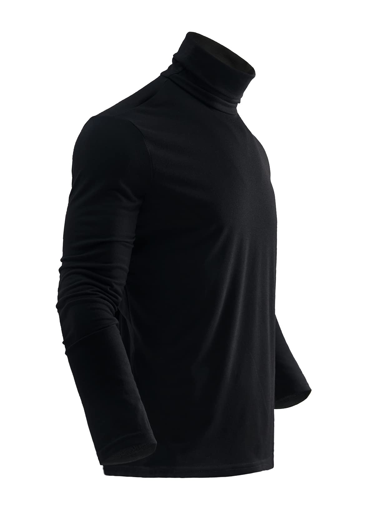 Mens Turtleneck Long Sleeve T-Shirt Slim Fit Shirts Pullover Top Thermal Casual Basic Lightweight Sweatshirt Black Large