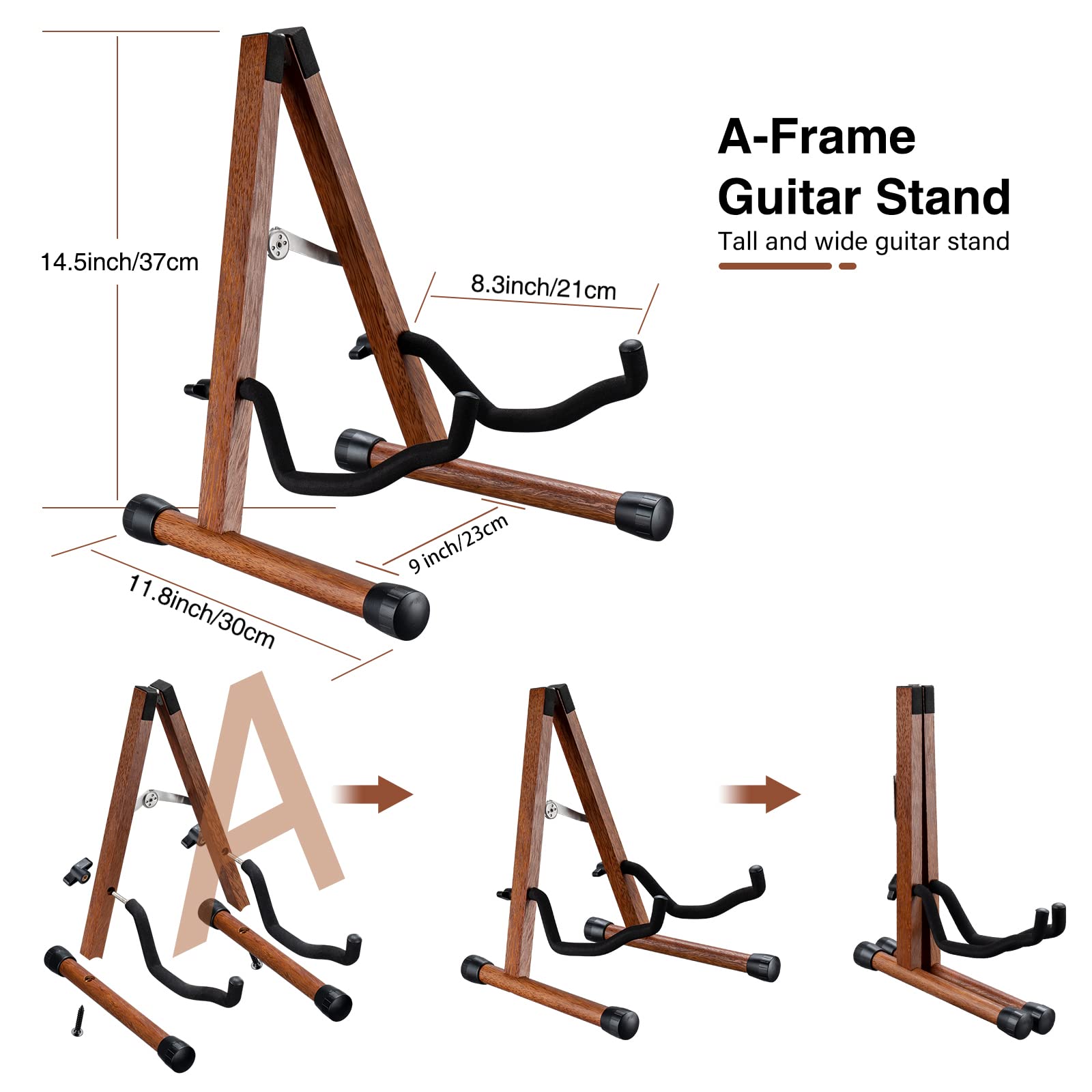 LEKATO Guitar Stands Acoustic Electric Foldable Stand Holder String Instrument Hanger Bass Classical Single Guitar Holder Contact Points with Silicone Adjustable Retractable Collapsible