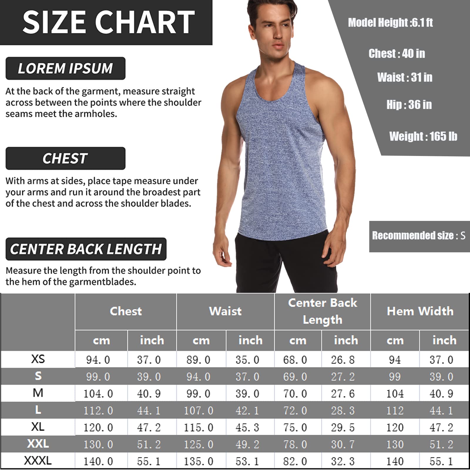 LecGee Gym Stringer Tank Tops for Men 3 Pack Y-Back Training Bodybuilding T-Shirts Dry Fit Workout Muscle Tee