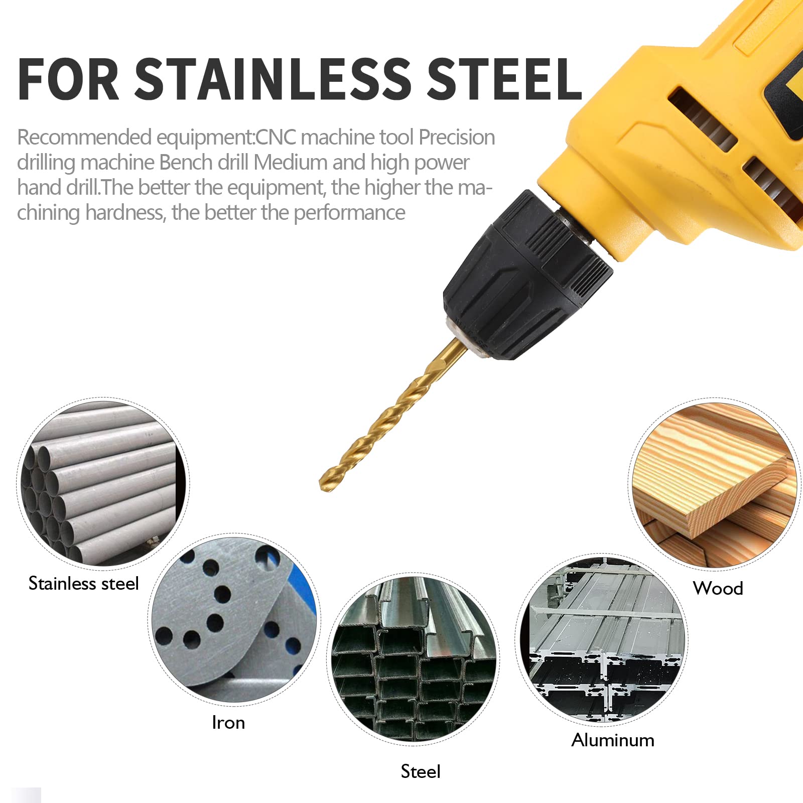 Metric Titanium Coated M42 8% Cobalt Twist Drill Bits Set for Stainless Steel and Hard Metal - Industrial Grade Titanium Coated High Cobalt Drill Bit Set…