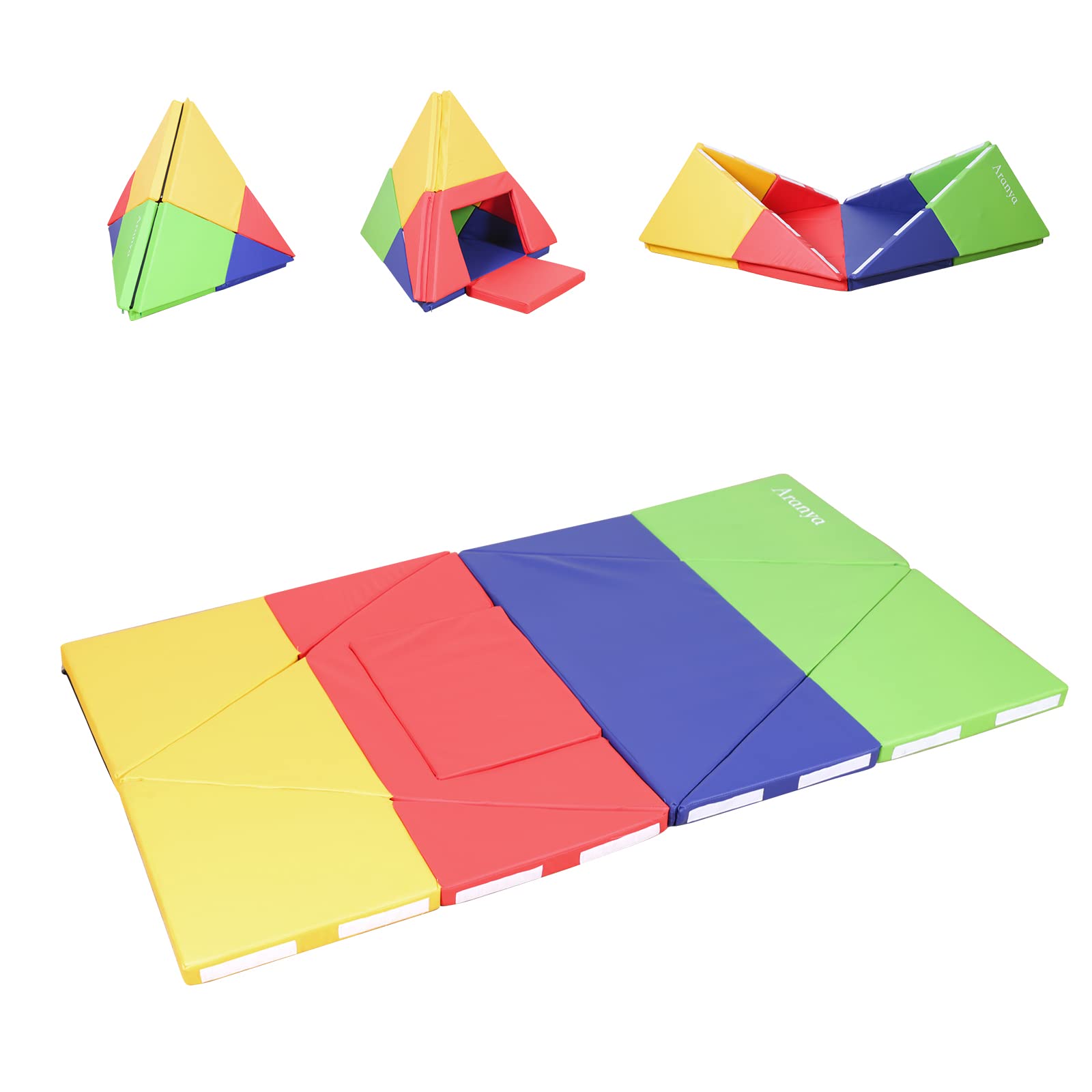 Kids' Gymnastics Mat 71.56"L x39.3"W x2"H Tumbling Mat Exercise Mat,Folding Portable 2" Extra Thick Wrestling Mats Fold multiple shapes for Home Gym Exercise & Play