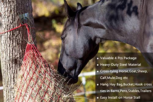 SUKEYME Cross Tie Ring for Horses, Block Tie Ring for Horse Stall/Stable, Tie Down Horse Barn Supplies (4 Pack)