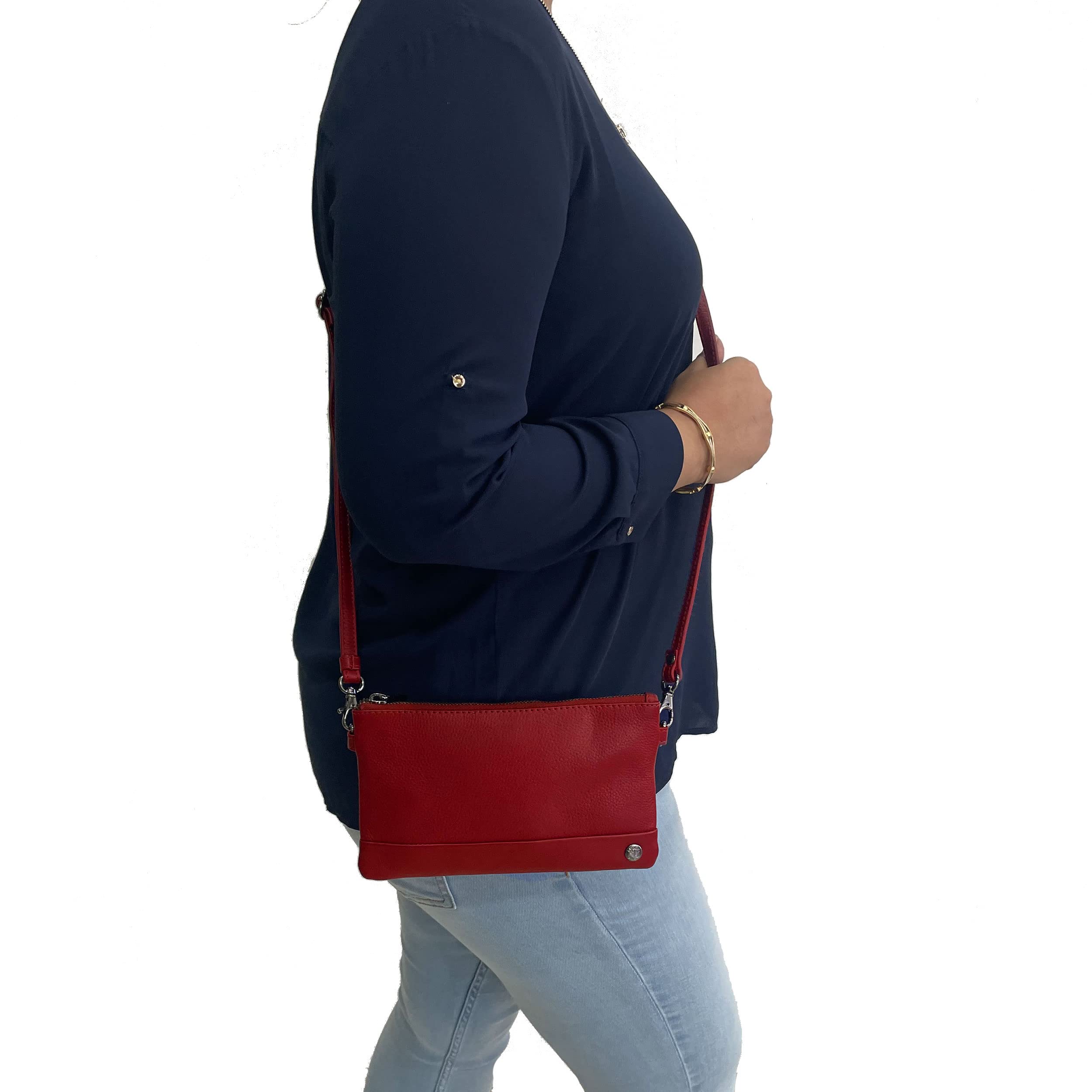 LEDERBUCK Real Leather over the Shoulder Wristlet Purse Sling bag for Women- Anna (Beige)