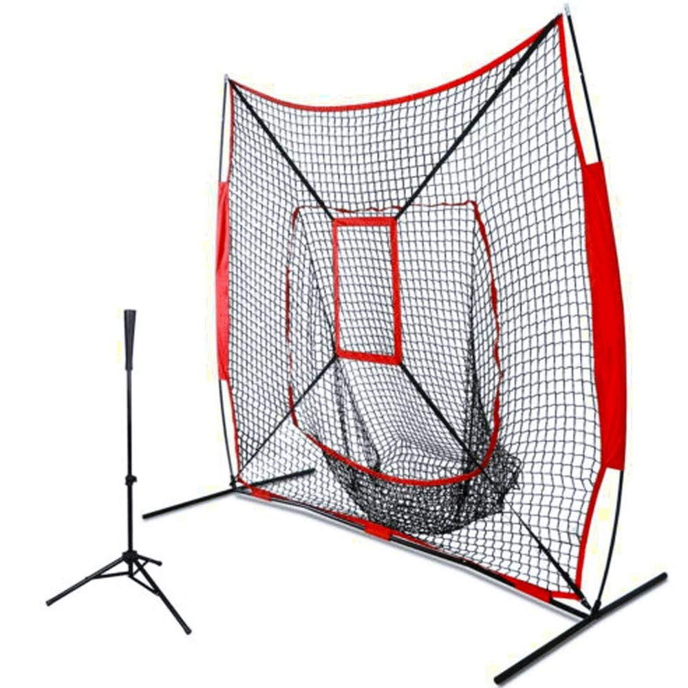 Hype 7'×7' Baseball Practice Net W/Strike Zone + Portable Batting Tee Training W/Bag