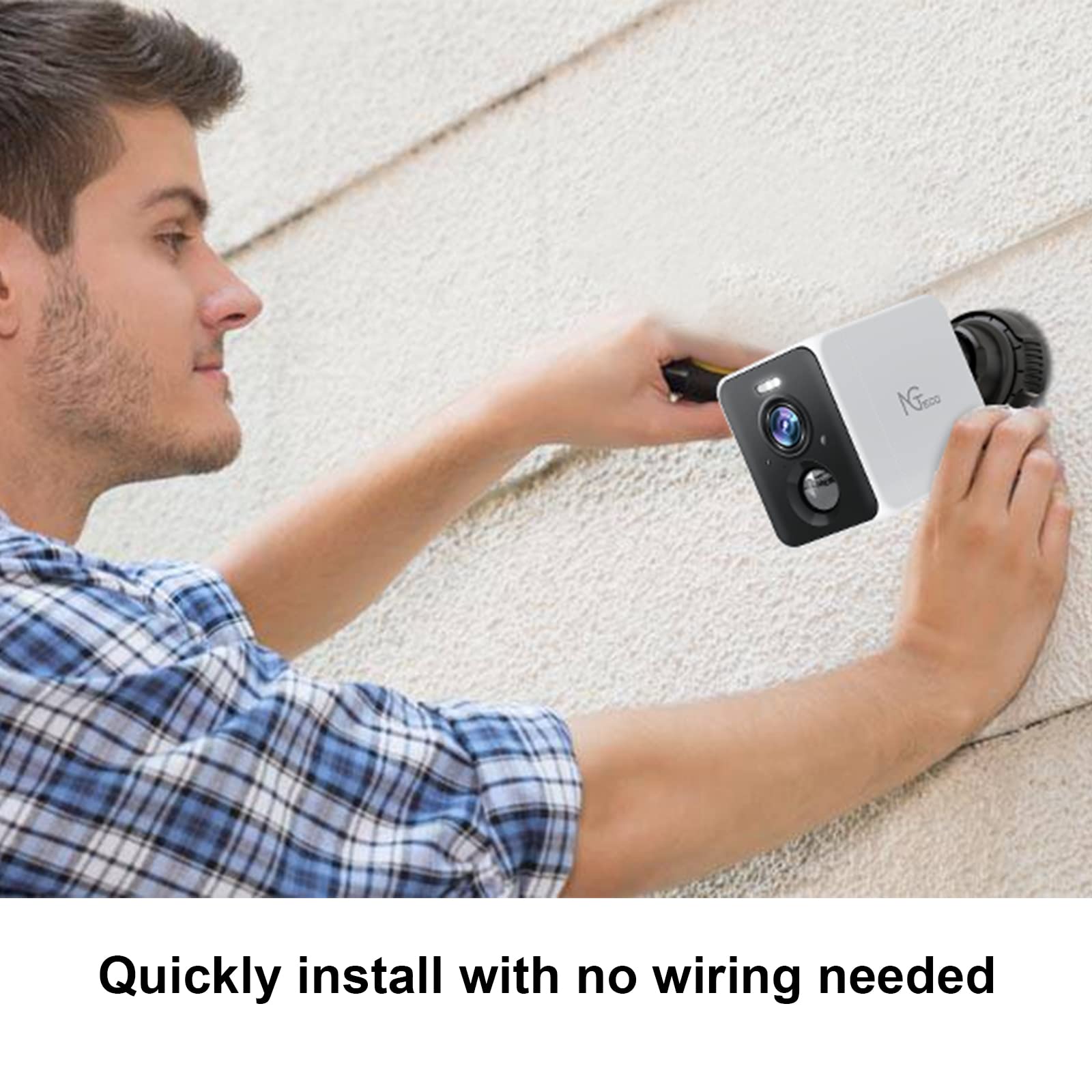 NGTeco Solar Camera Security Outdoor 2.5K FHD, 4MP Security Cameras Wireless Outdoor with PIR Motion Detection, 30 Days Free Cloud Storage, 2-Way Talk, IP65 Waterproof, Compatible with Alexa