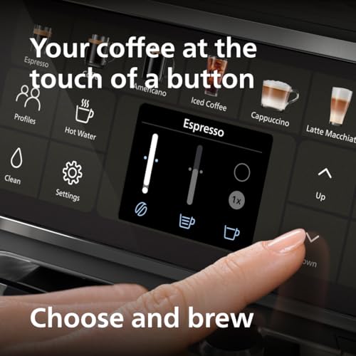 PHILIPS 4400 Series Fully Automatic Espresso Machine β 12 Hot & Iced Coffees, Quick-to-Clean LatteGo Milk System, SilentBrew, QuickStart, Ceramic Grinder, Black Chrome (EP4444/90)