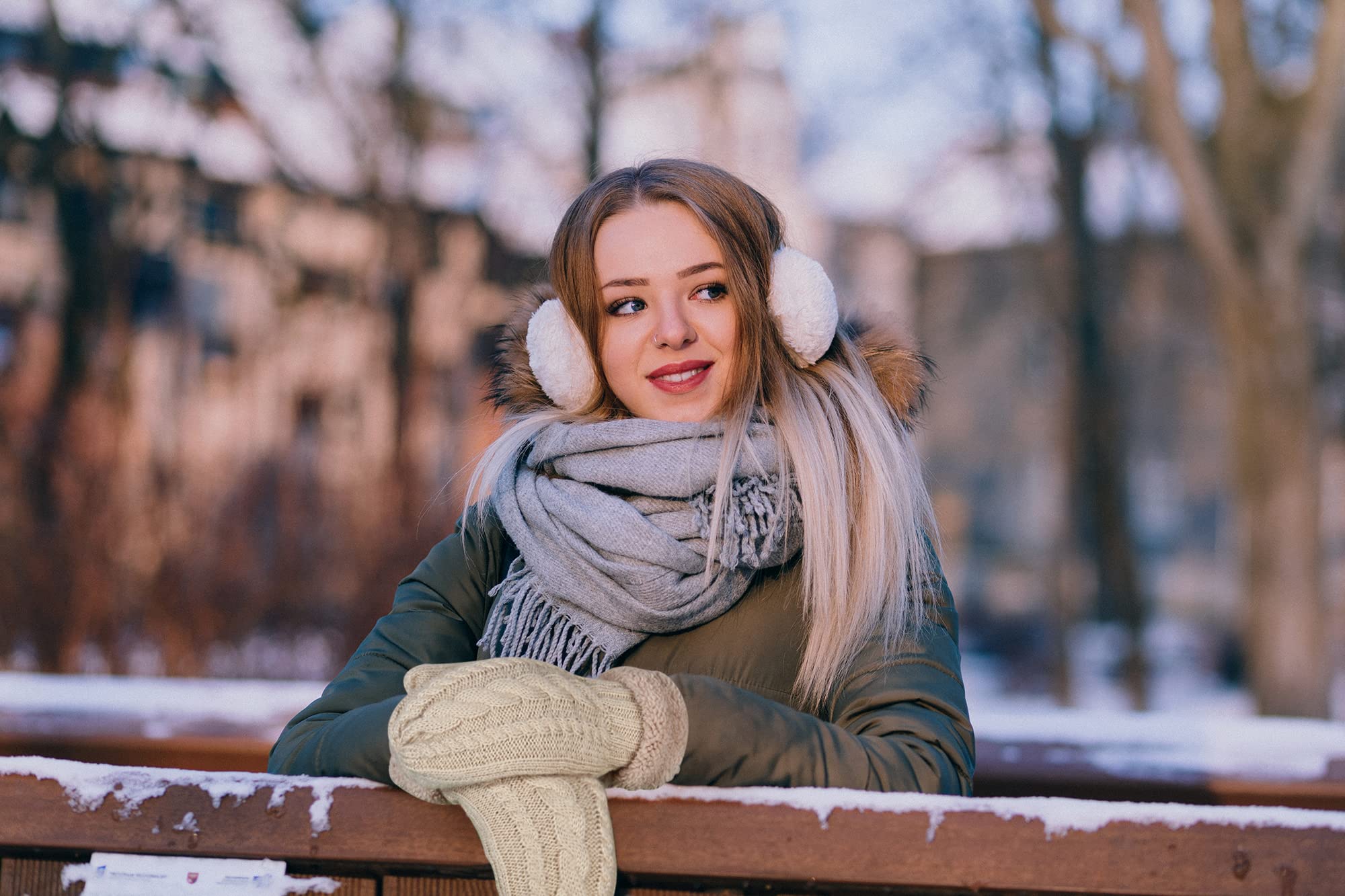 happion 3 Pairs Winter Mitten Gloves For Women, Warm Knit Thick Gloves With Thick Fleece Lining Gift