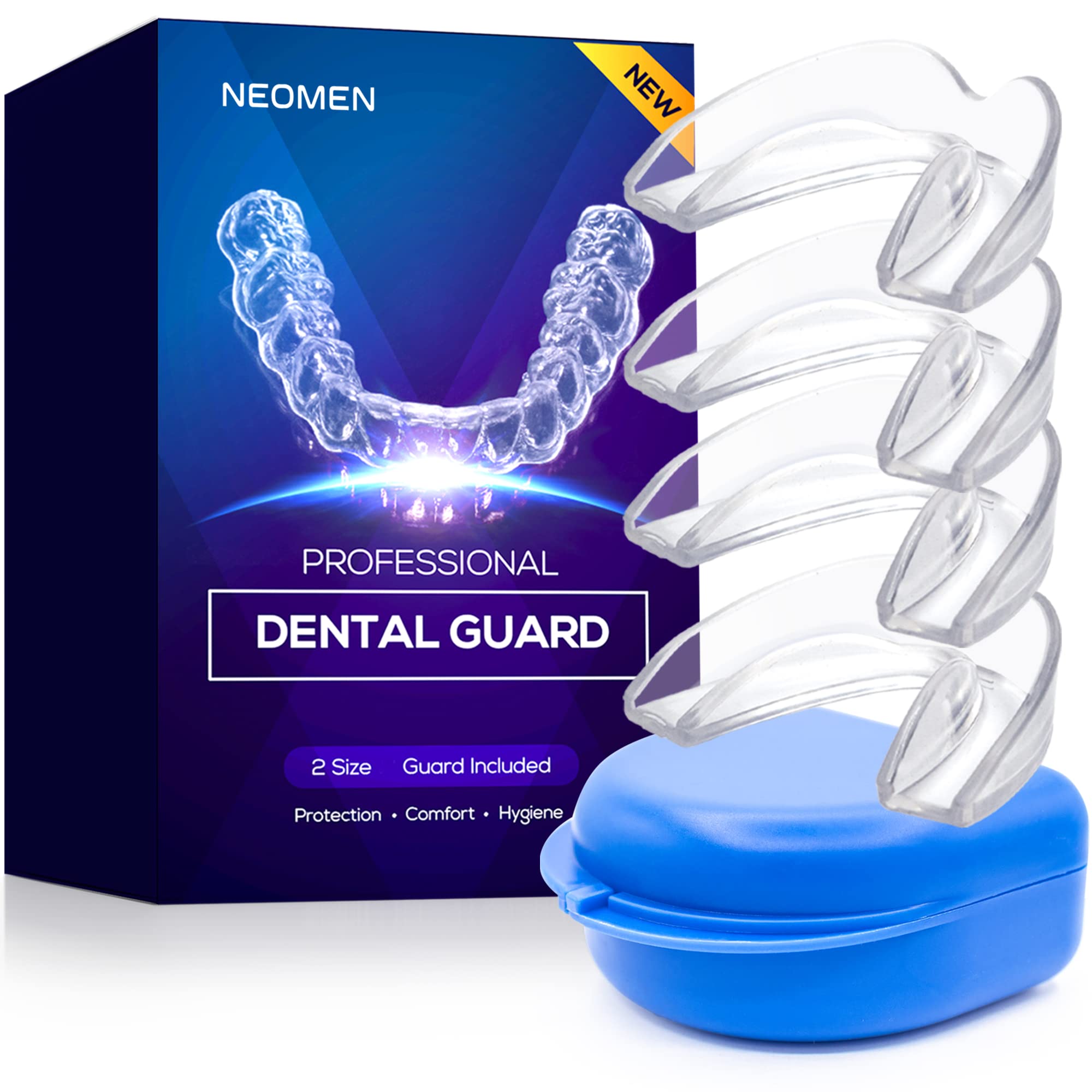 Neomen Mouth Guard, Mouth Guard for Clenching Teeth at Night, 2 Small and 2 Big Night Guards for Teeth Grinding and Clenching Teeth at Night for Grinding Teeth