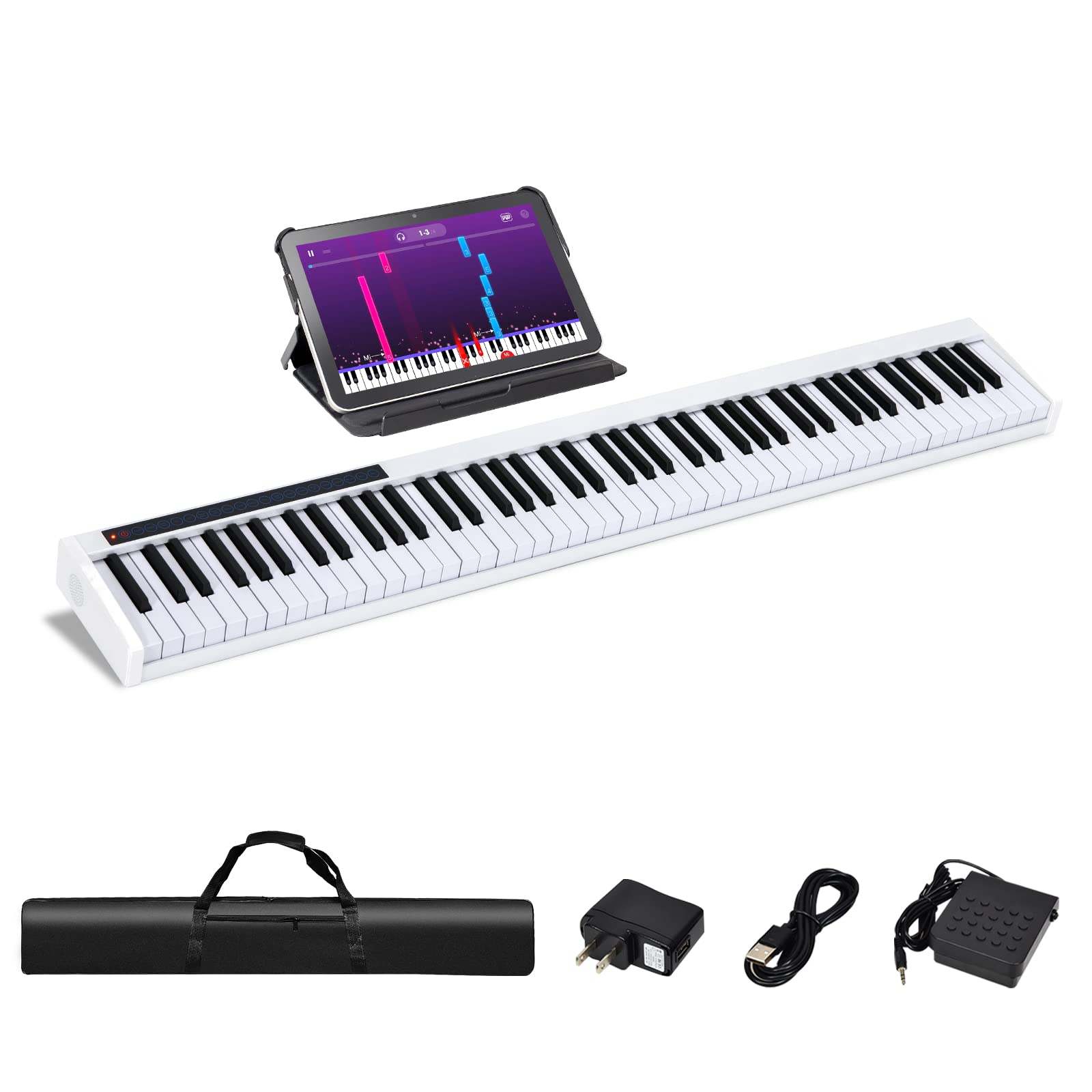 HONEY JOY Digital Piano 88 Key Semi-Weighted, Full Size Portable Electric Piano Keyboard with Sustain Pedal, MIDI Touch Sensitive Keyboard with Bluetooth, Musical Teaching Keyboard Toy (Black)