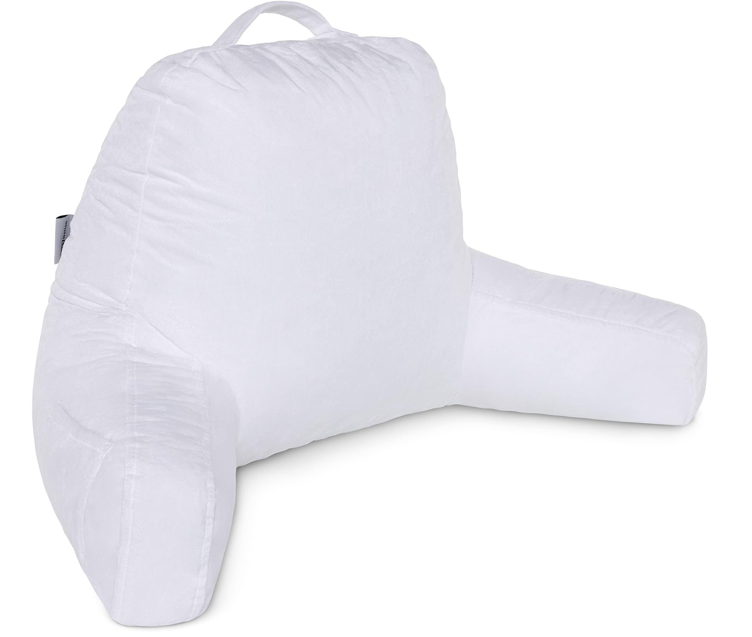 Husband Pillow Combo - Backrest Pillow with Arms : Standard White & Lap Desk Bed Tray : Pink - Memory Foam Reading Pillows for Bed & Laptop Bed Tray Table