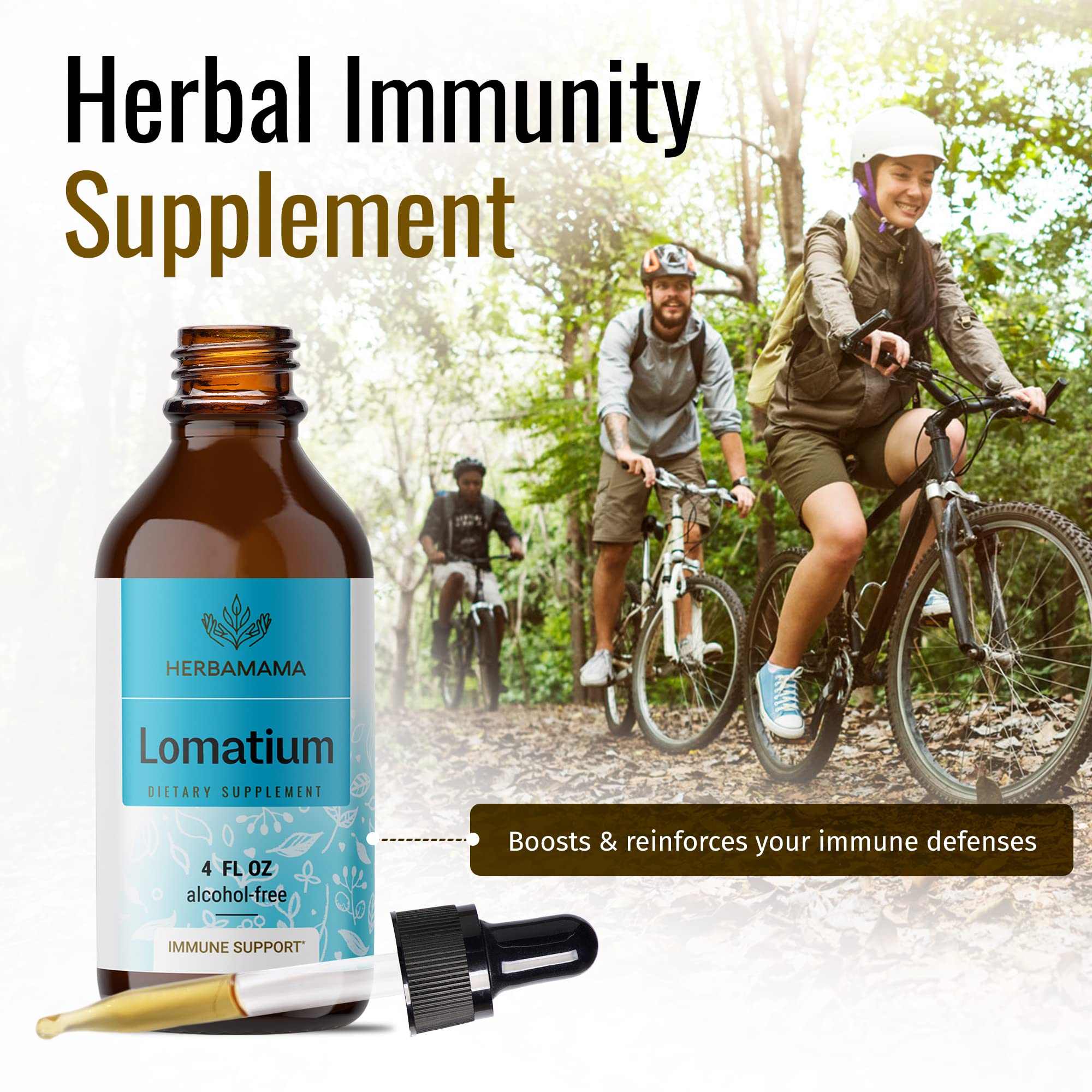 HERBAMAMA Lomatium Tincture - Organic Lomatium Root Drops (4 Fl Oz (Pack of 1))