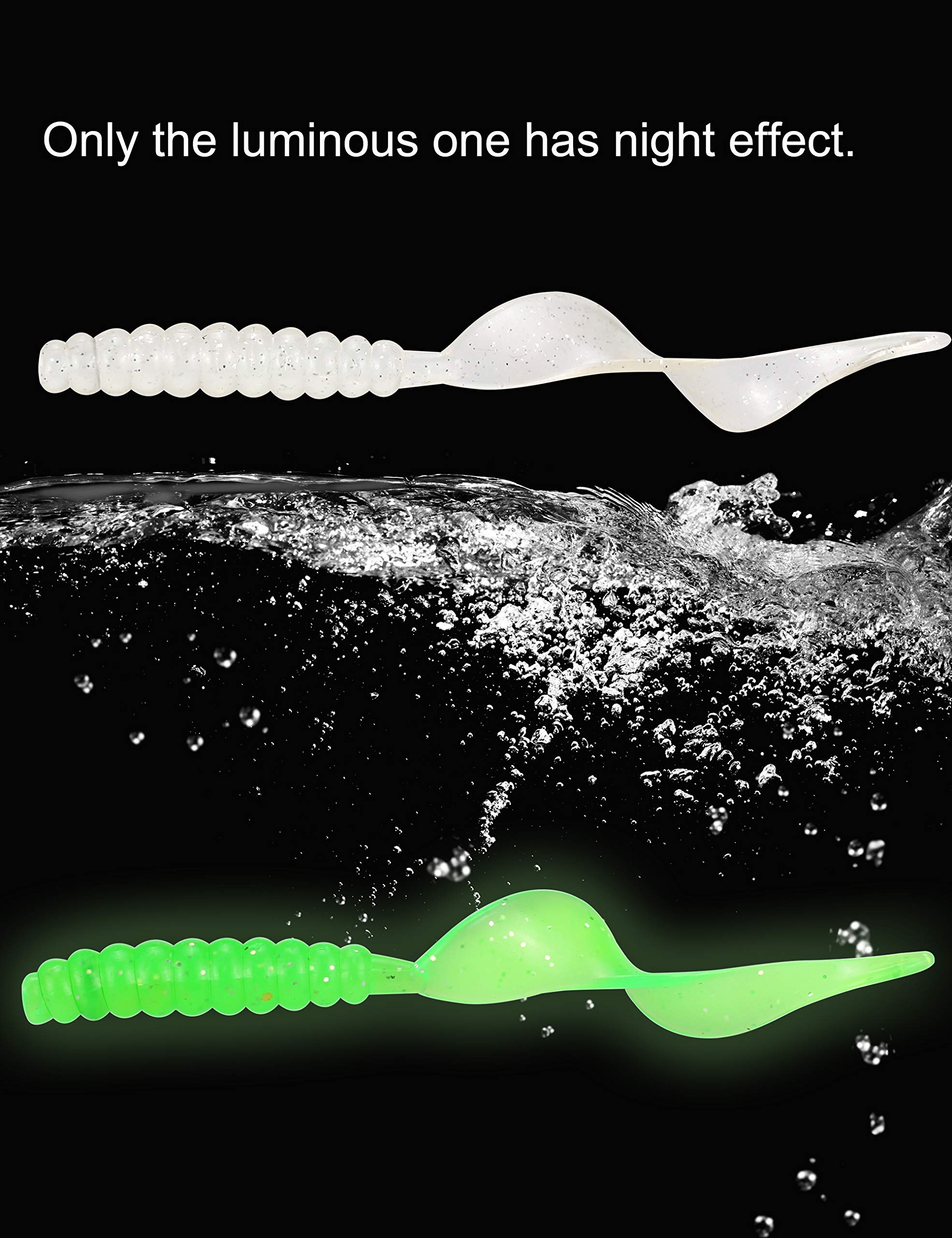 Grub Fishing Lures, 60-Pack 2.8 inches Soft Plastic Bait for Saltwater/Freshwater, 10 Mixed Colors