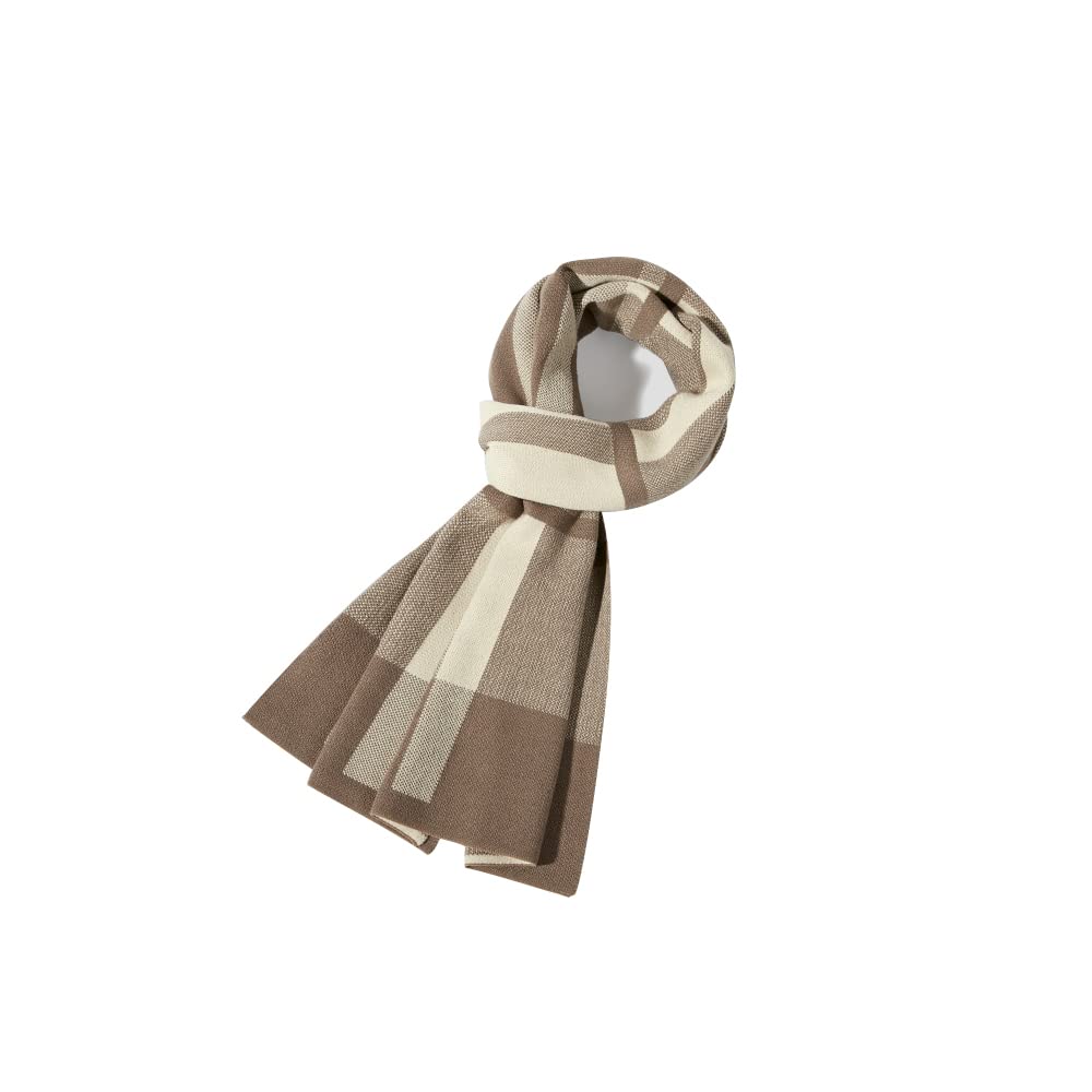 Manpexto Winter Scarf for Men Warm Premium Cashmere Feel Classic Striped Plaid Scarves (khaki)