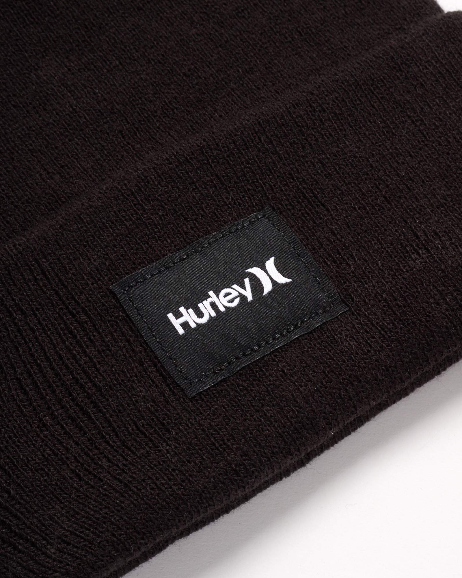 Hurley Men's Winter Hat - Seaward Patch Cuffed Beanie, Size One Size, Black