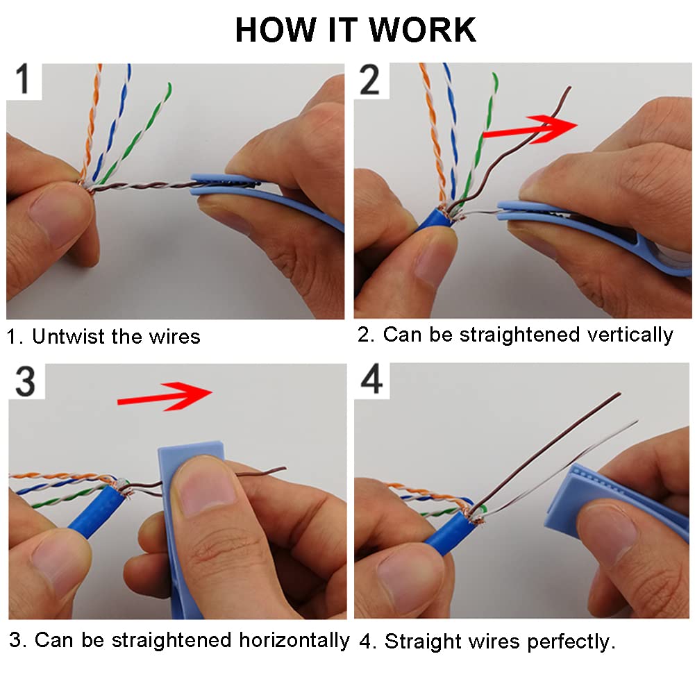Network Cable Untwist Tool, Engineer Wire Straightener for CAT5/CAT5e/CAT6/CAT7 Wires Pair Separator Tools Quickly & Easily Untwists (3)