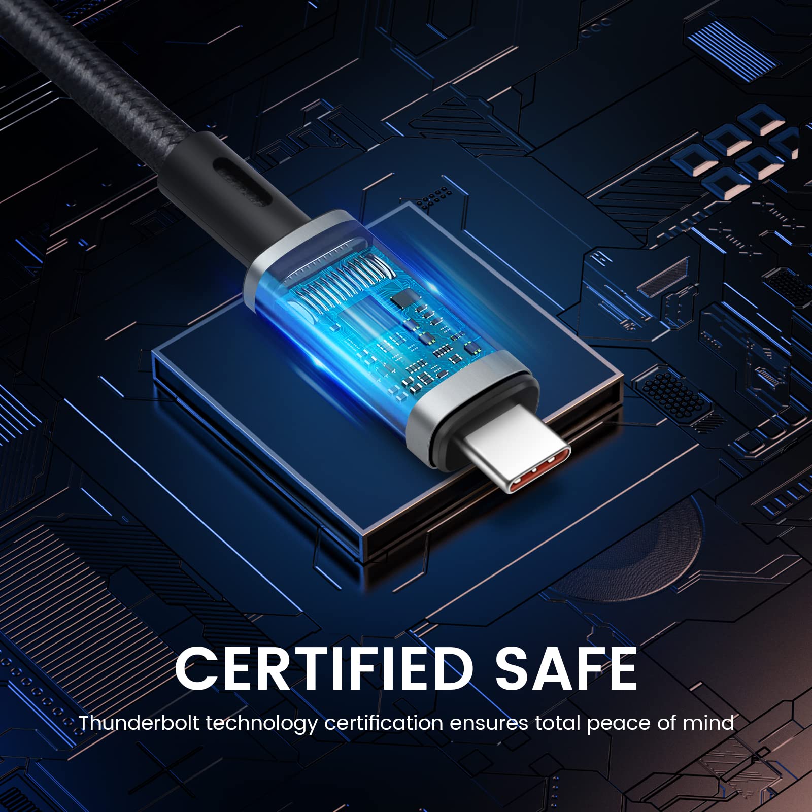 NAMCIM Thunderbolt 4 Cable, Thunderbolt Certified, 1.0 Meter (3.28 ft.), 40 Gb/s Data Transfer, 120W Power Charging, Compatible with Thunderbolt 4, Thunderbolt 3, USB-C, and USB4 Devices, Black