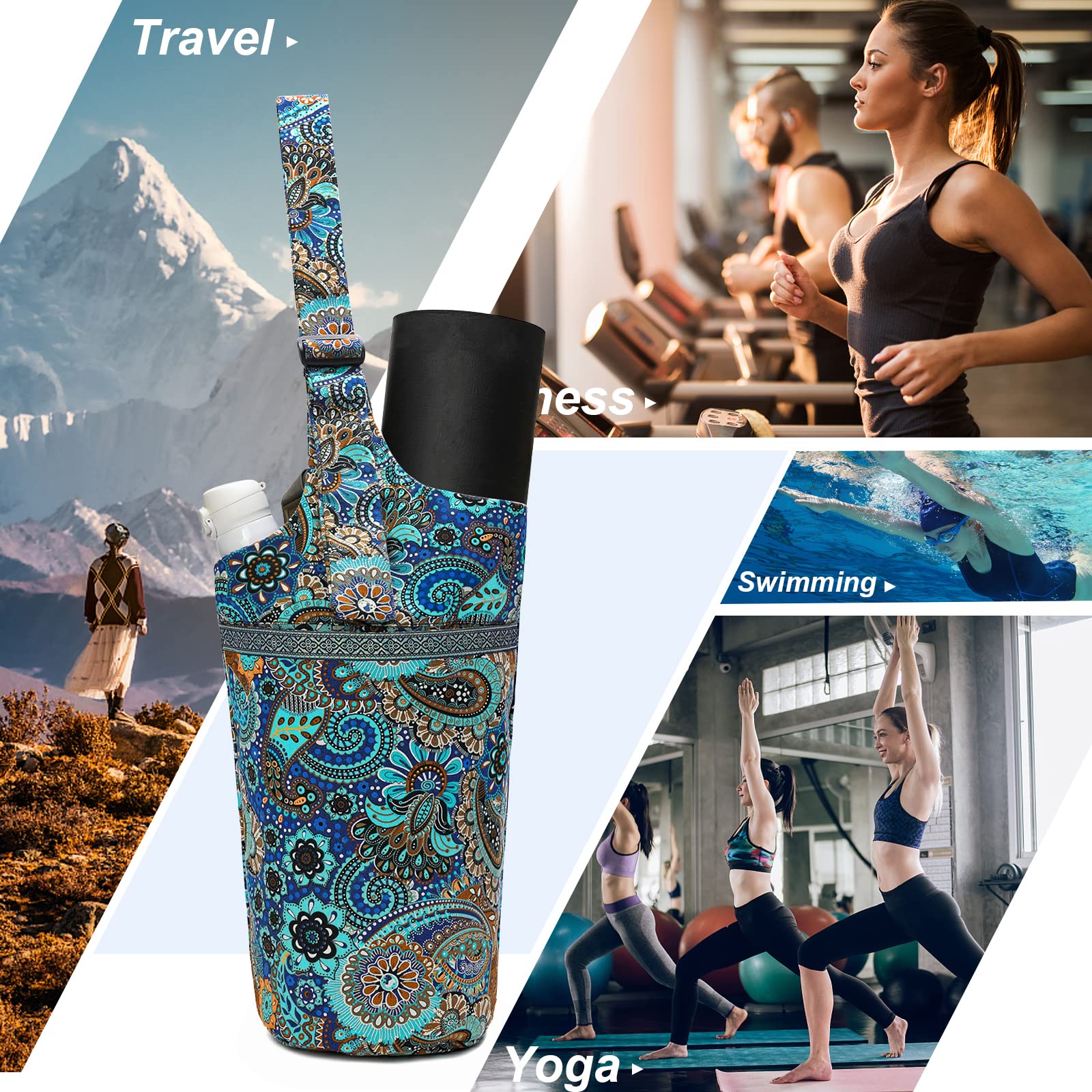 IwIeIaIrI Yoga Mat Bag with Large Size Pocket and Zipper Pocket,Yoga Bag Adjustable Shoulder Strap- Holds More Yoga Accessories