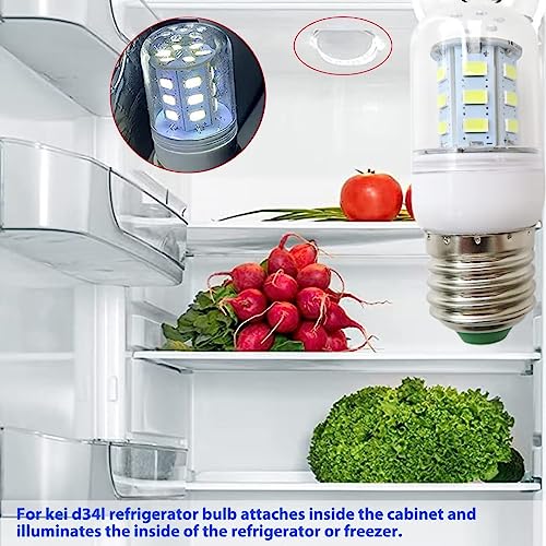Gxcdizx 2Pack 5304511738 LED Light Bulb Refrigerator Replace# PS12364857 AP6278388 4584444 KEI D34L Refrigerator LED Bulb for Frigidaire Refrigerator