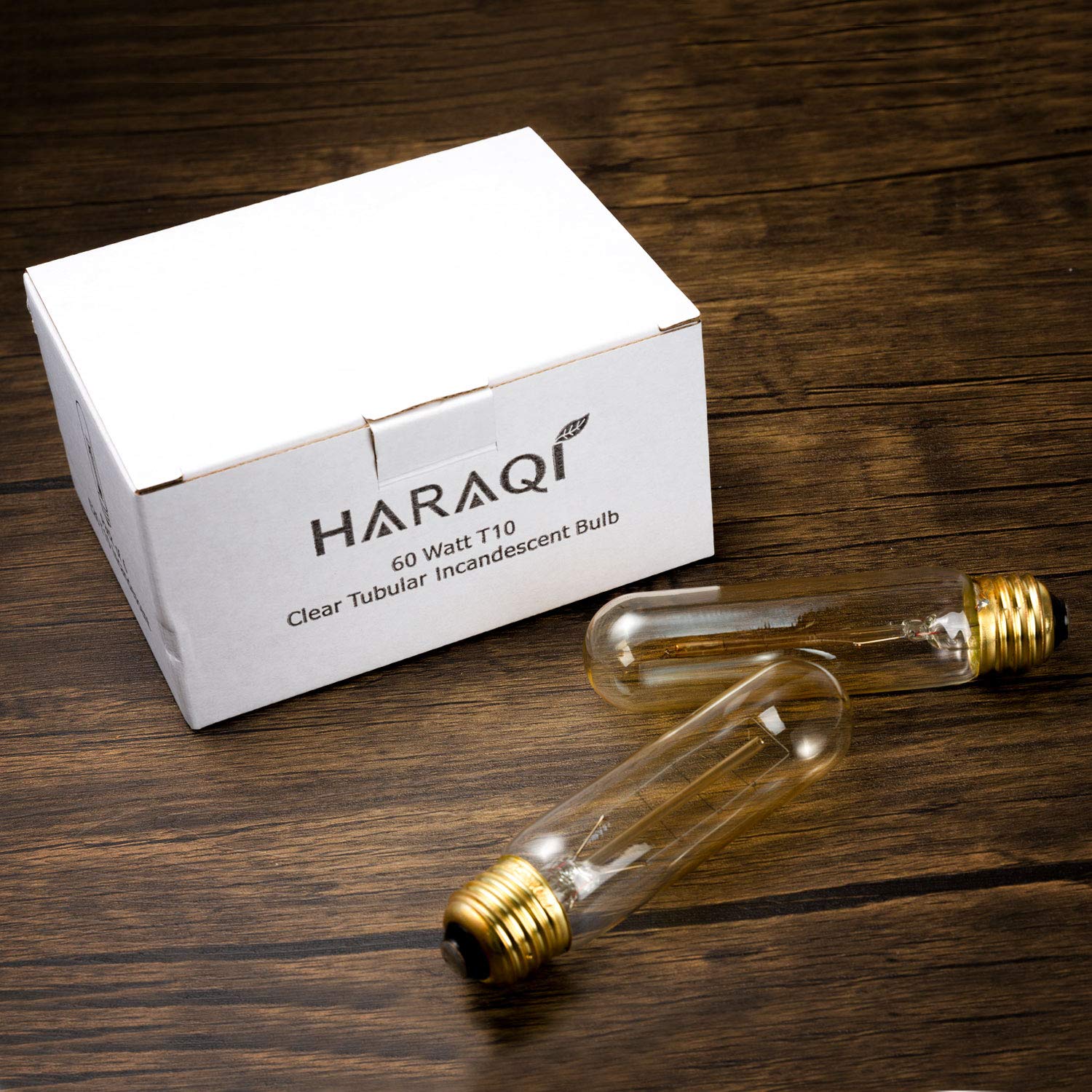 haraqi 6 Pack 60 Watt Medium E26 E27 Base 120 Volt T10 Tubular Clear Incandescent Light Bulb for Home and Commercial Decoration