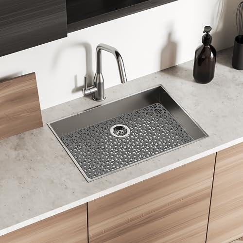 JM TUBBY Multi-Purpose Kitchen Sink Mats (26" x 14") - Versatile Silicone Kitchen Sink Protector: Non-Slip, Heat-Resistant, and Effortless Installation for Your Kitchen (Grey)