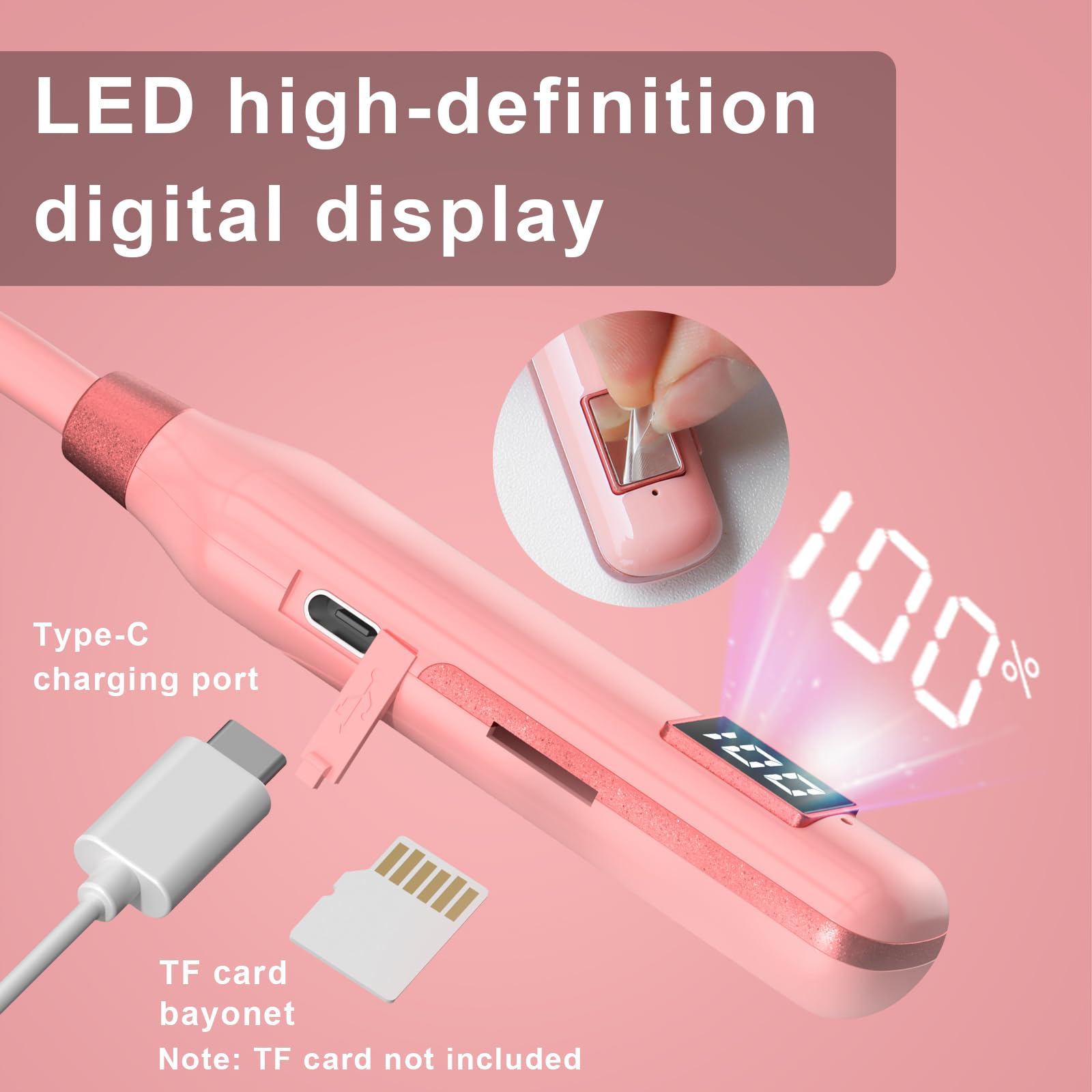 GXNNDYMY Wireless Earbuds Bluetooth Headphones Neckband Sport Earbuds with 100 H Playtime, Noise Cancelling, HiFi Stereo Earbuds with Microphone, USB-C Fast Charging, Foldable (Pink)