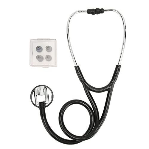 Professional Cardiology Stethoscope for Medical Clinical Home, Classic Single Head Stethoscope for Nurses Doctors Med Students, Medical Stethoscope with 1 Storage Box and 4 Earplugs (Black)