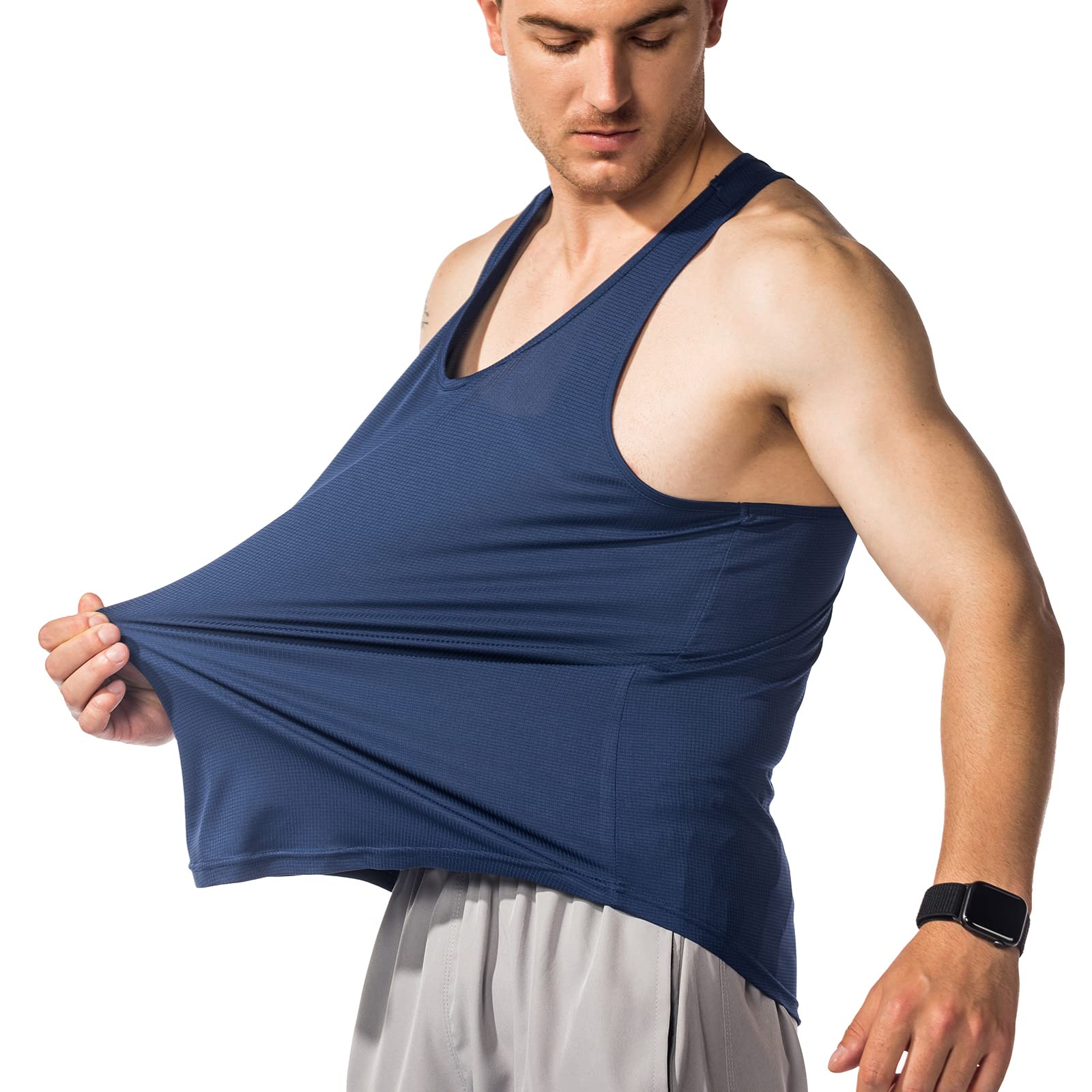 Lavenicole 5 Pack Men's Y-Back Muscle Tank Tops Quick Dry Cool Mesh Sleeveless Workout Shirts for Fitness Training Athletic (5 Colors-M)