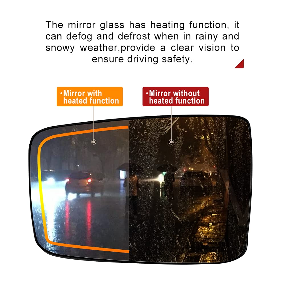 Left Driver Side Heated Mirror Glass Replacement For 2009-2018 Dodge Ram 1500 2500 - Ram 1500 Side Mirror Glass With Rear Holder- Replace 68079362AA 68050298AA