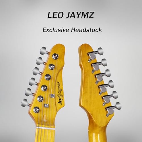 Leo Jaymz ResonanceX Pro Electric Guitar with Flame Maple Top - High Gloss Mahogany Body and Hard Maple Neck - High Transparent Acrylic Pickguard - Highly Output Alnico V Pickups