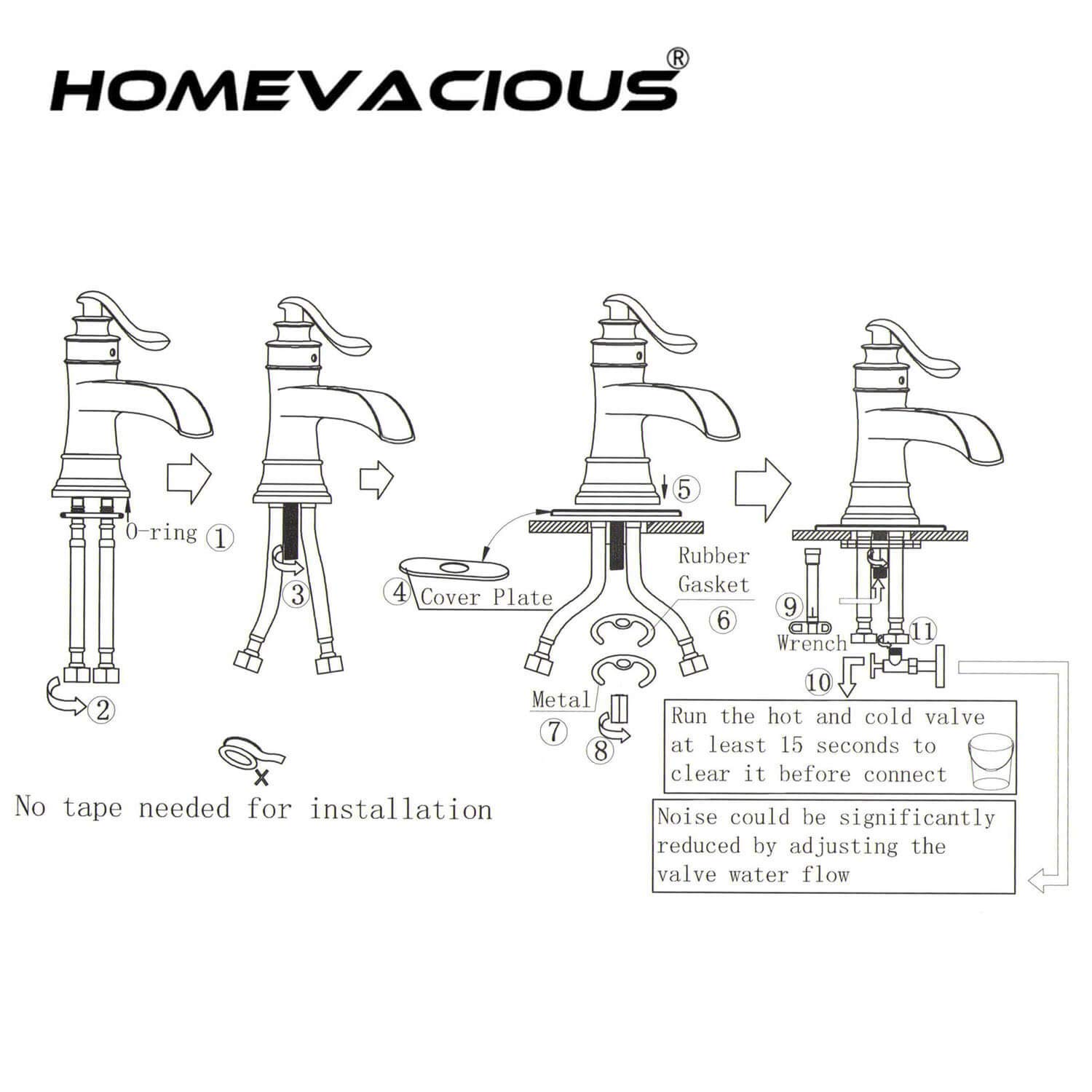 Homevacious Bathroom Faucet Waterfall Single Handle Chrome and Gold Vanity with Pop Up Drain with Overflow One Hole Lever Bath Sink Basin Restroom Mixer Tap Commercial Supply Line Lead-Free