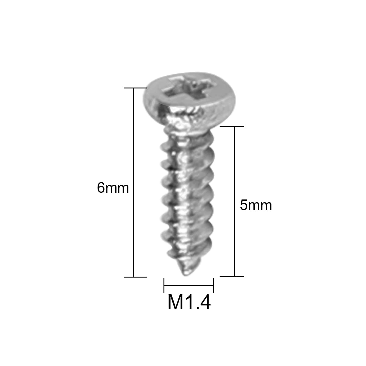 Niooliuk Pack of 100 ) M1.4 X 5mm Stainless Steel Phillips Round Head Self Tapping Screws Bolts