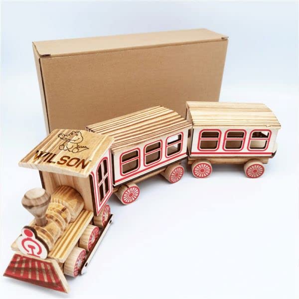 Marryear Personalized Wooden Car Toys, Custom Wooden Train Wooden Toy Car with Personalized Name Personalized
