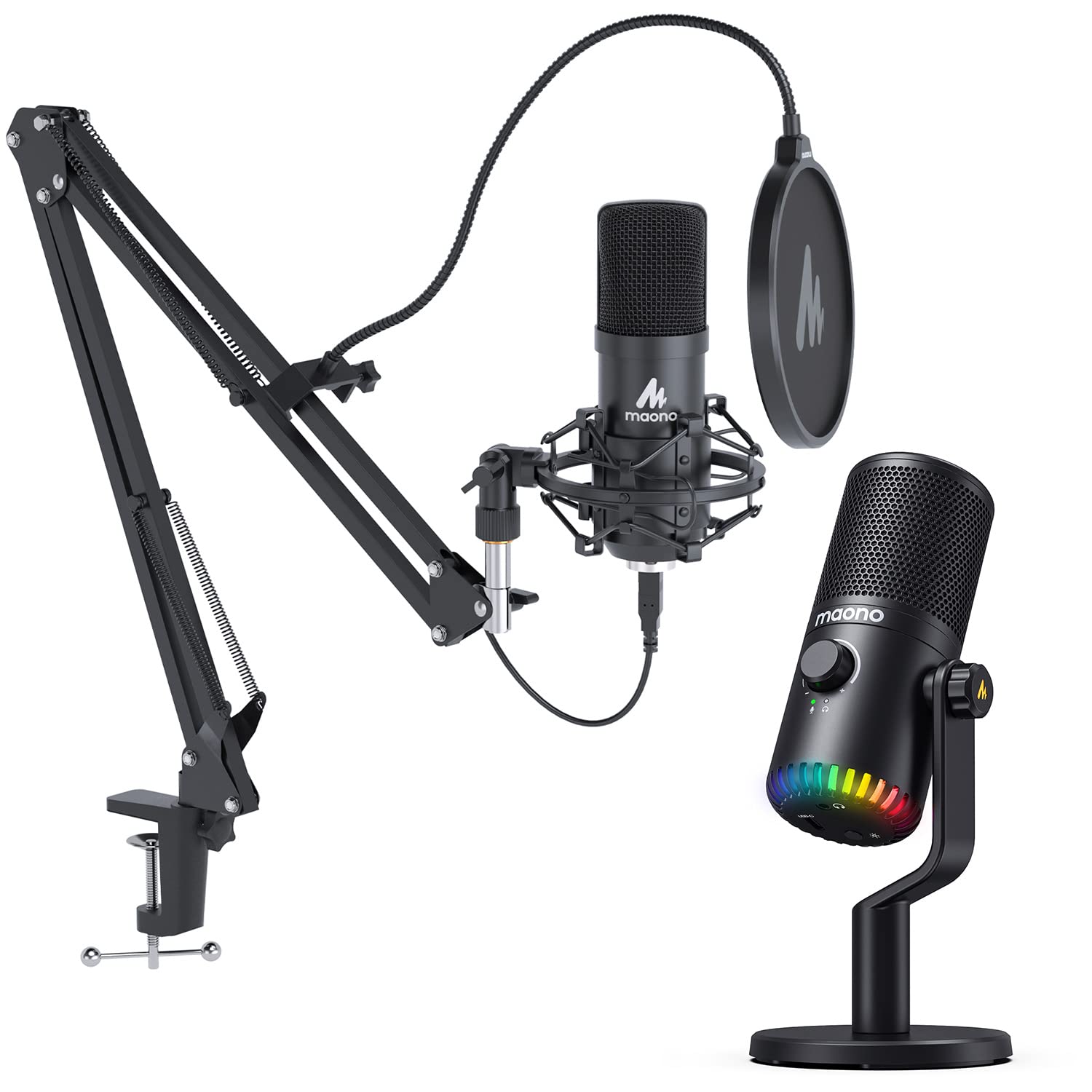 MAONO Gaming Microphone for PC, USB Programmable Condenser Cardioid Metal Mic for Streaming, Podcast, Recording, Twitch, YouTube, Discord, Computer, Mac
