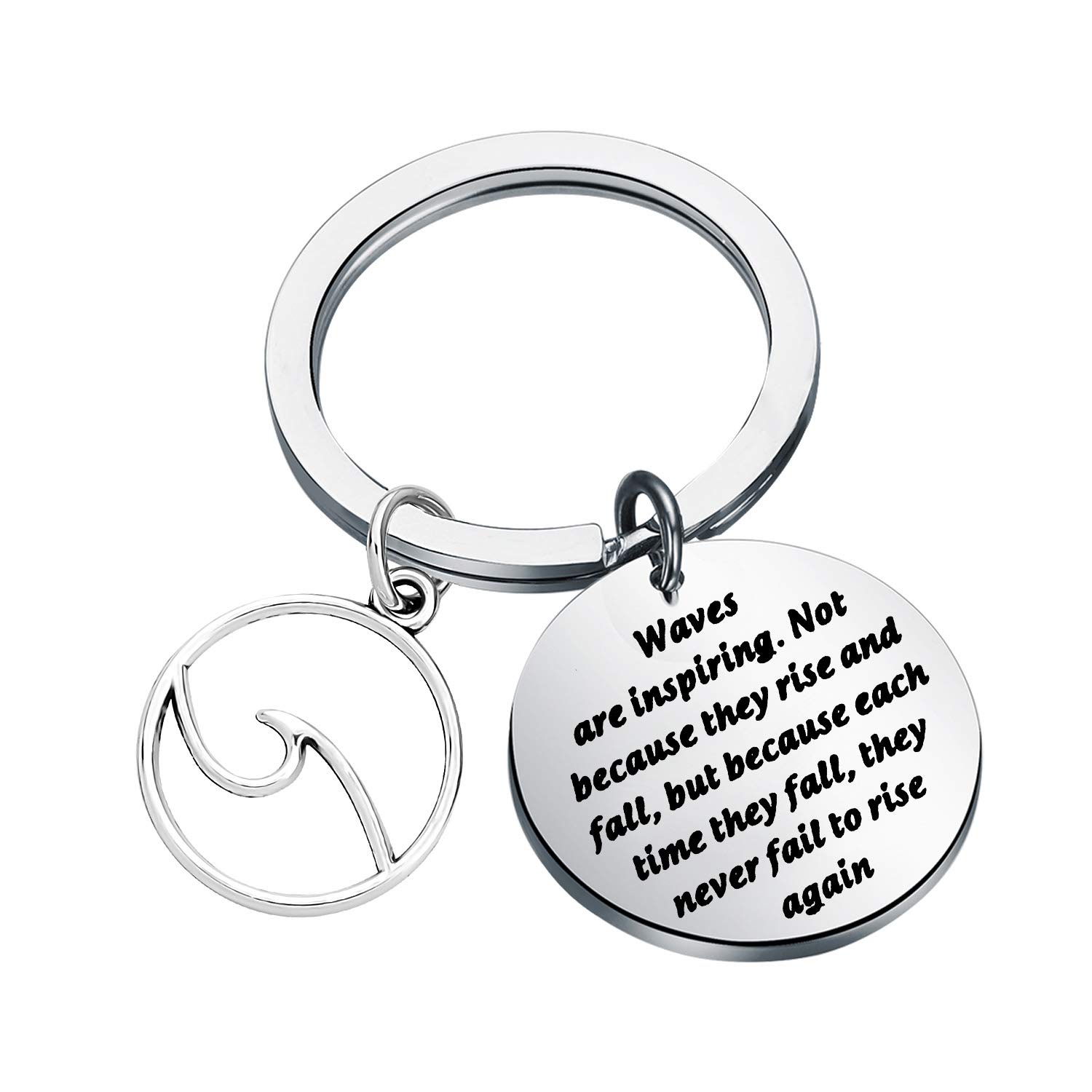 Gzrlyf Ocean Wave Keychain Inspiration Beach gifts for Beach Lover Ocean Lover Surfer Waves are Inspiring (Keychain)