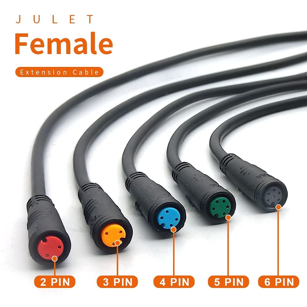 HUDAMZKY Ebike Cable Extension Julet Female Male 2 3 4 5 6 pin Ebike Extension Connector Waterproof Plug for Electric Bicycle Display Throttle PAS Ebike Parts Extend Cable… (2pin Male)