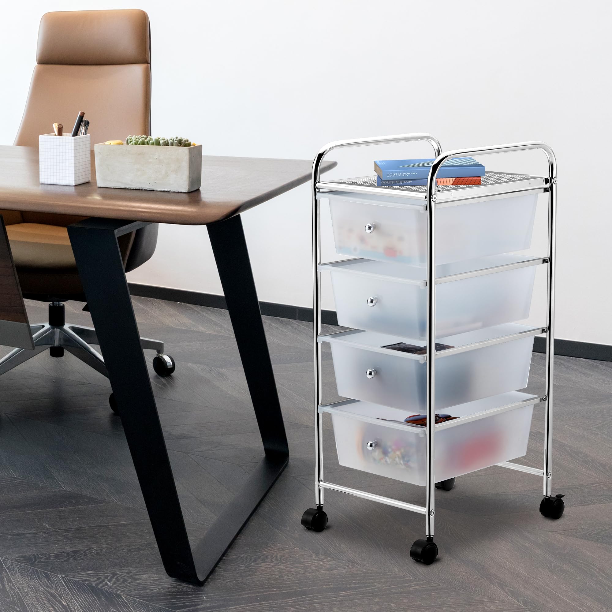 Homgava Rolling Storage Cart and Organizer with 12 Plastic Drawers-4 Lockable Casters for School Office Home Beauty Salon(Black