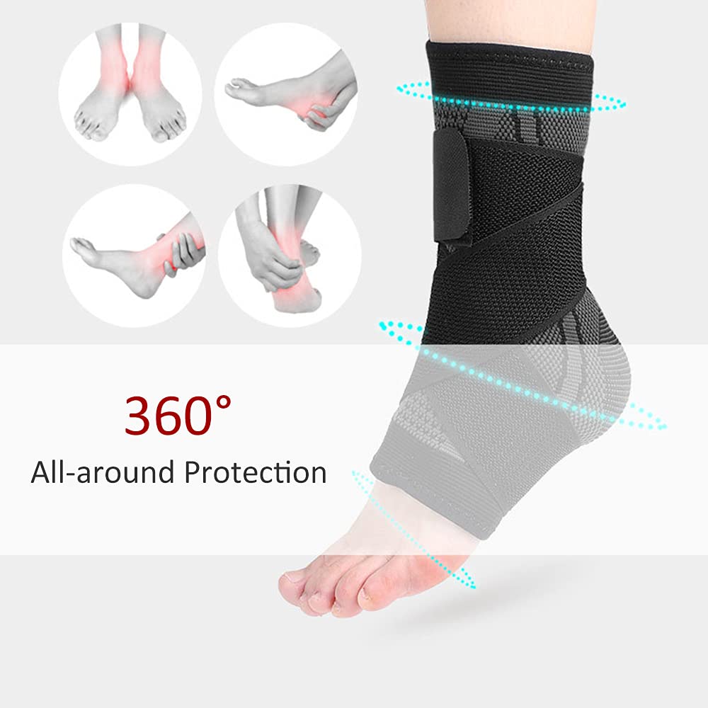 MengK 1pc Ankle Support Brace Breathable Adjustable Ankle Sleeve Wrap for Sprains Injury Recovery