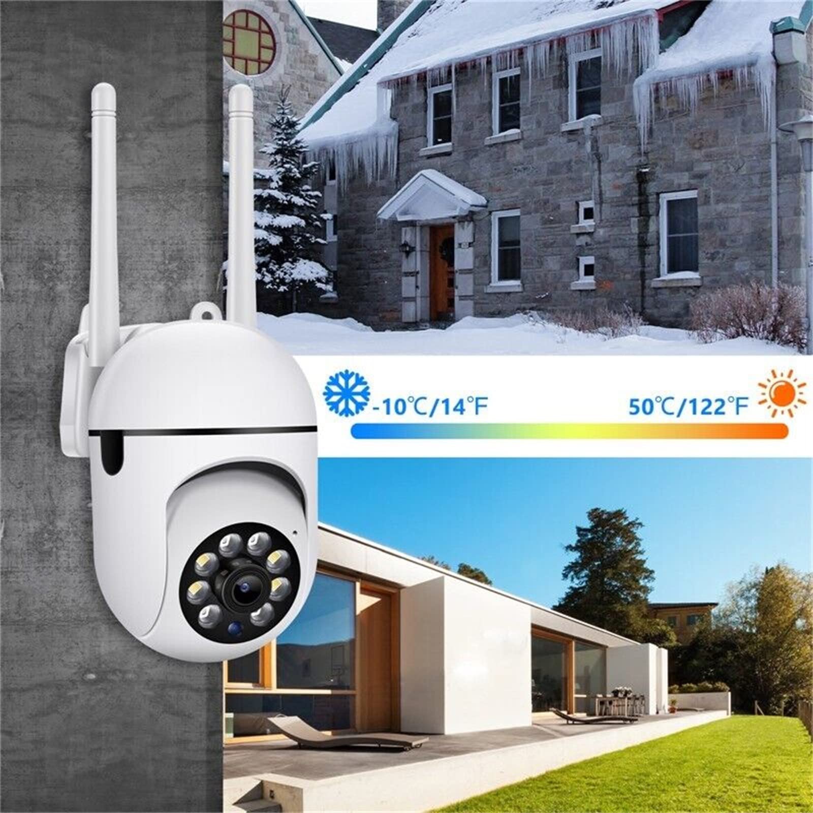 KOWVOWZ Outdoor Security Cameras, 2.4GHz & 5G WiFi Cameras for Home Security, 1080P Dome Surveillance Cameras 360° View, Waterproof with Motion Detection, 2-Way Audio (2PCS)