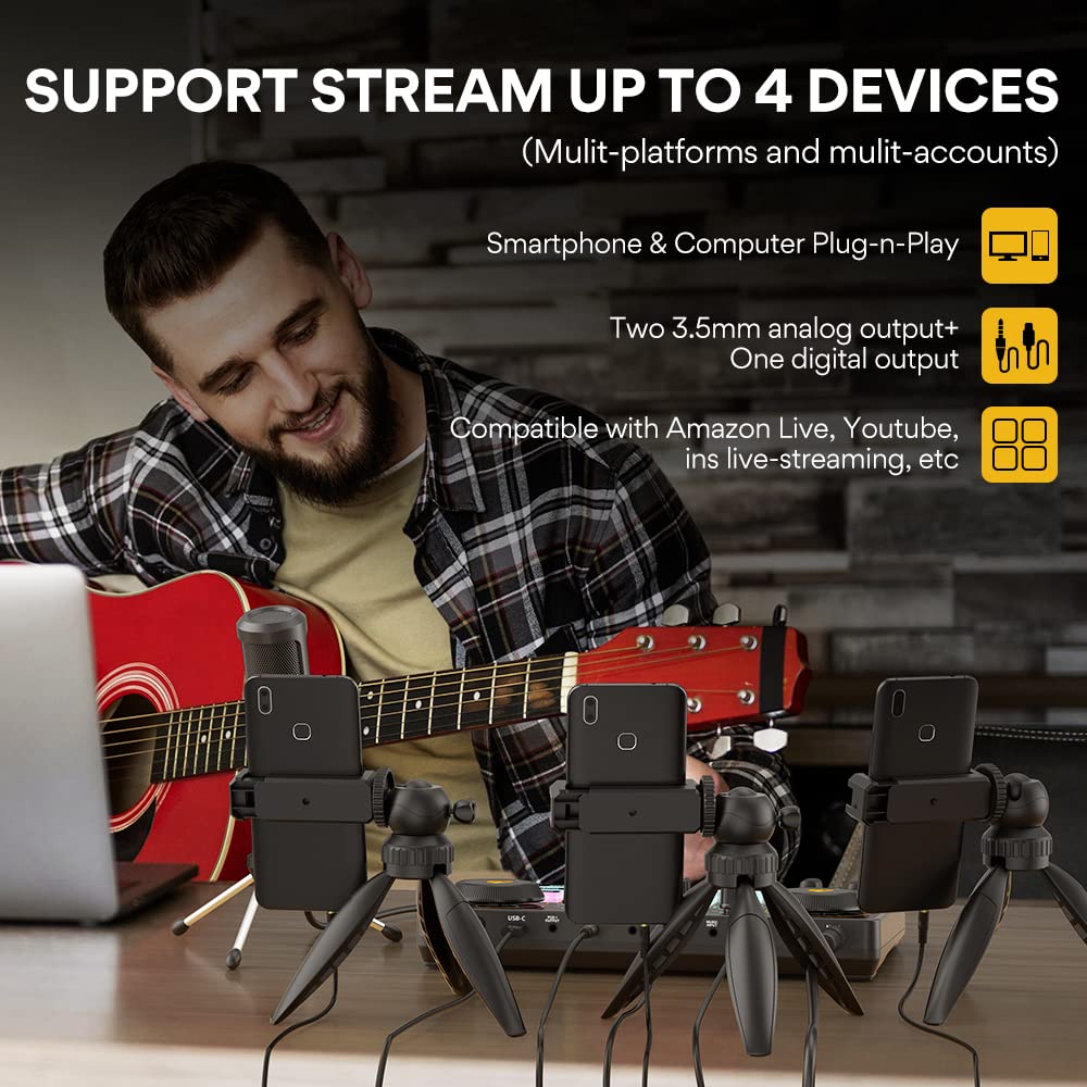 MAONO Podcast Equipment Bundle Audio mixer All-in-One Podcast Production Studio with 3.5mm Microphone for Live Streaming, Podcast Recording, PC, Smartphone, DJ MaonoCaster Lite (AU-AM200-S2)