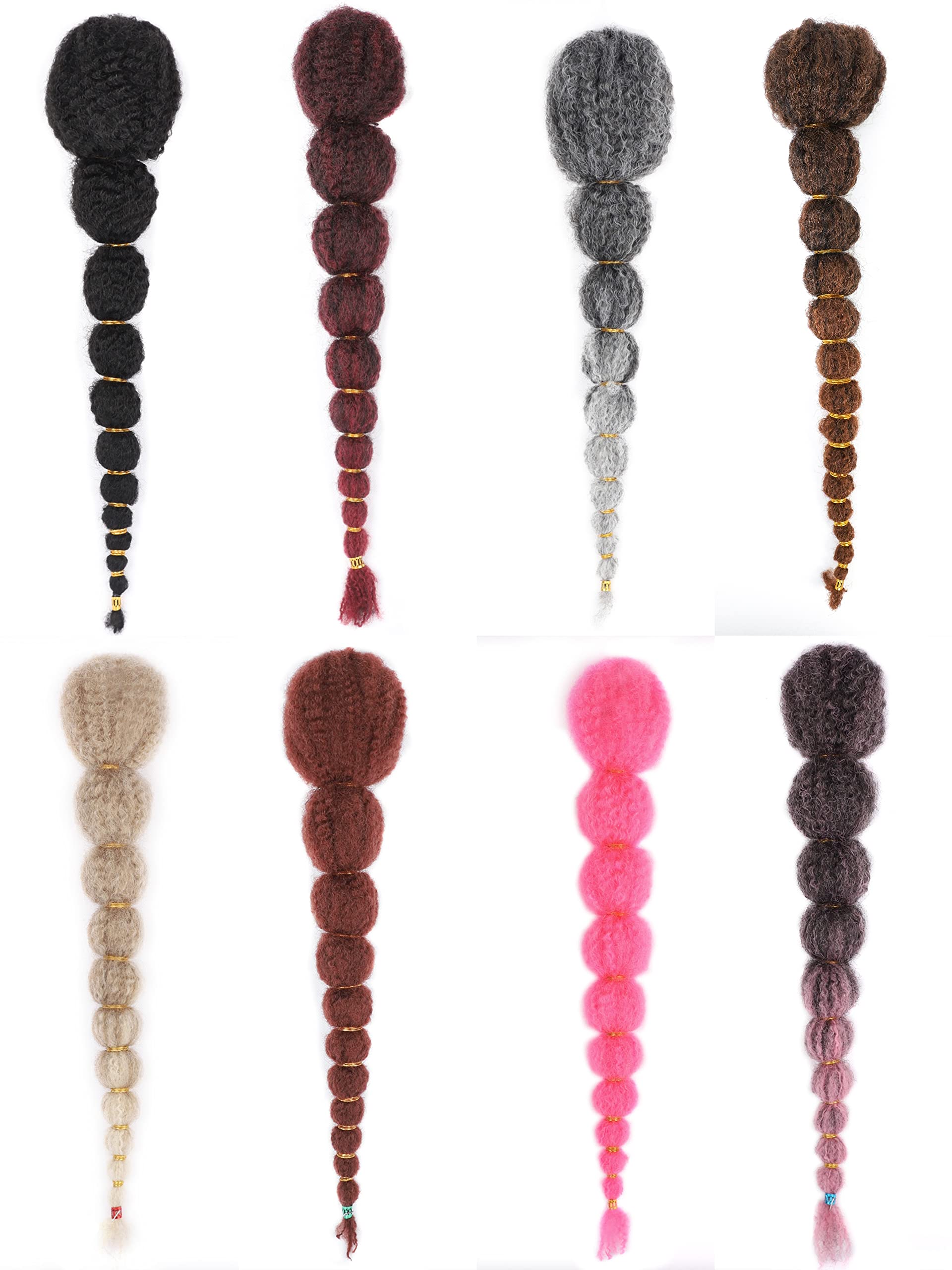Miyamarch Drawstring Ponytail for Black Women 18 Inch Bubble Ponytail Lantenrn Braid Ponytail Protective Style Clip on Hair Extension Kinky Braided Afro Puff Drawstring Ponytail (18Inch, 1B#)