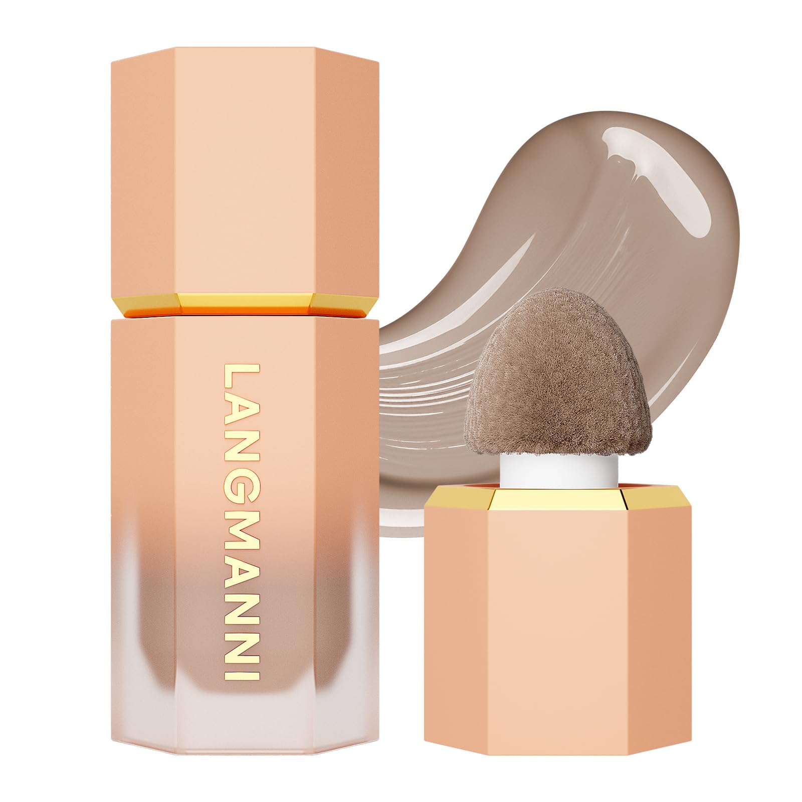 Hotiary Liquid Contour, Soft Cream Contour Makeup, Liquid Face Concealer Matte Cool Toned Bronzer with Cushion Applicator, Silky Face Contour Stick Long-lasting Creamy for Contouring Makeup (Soft Tan)