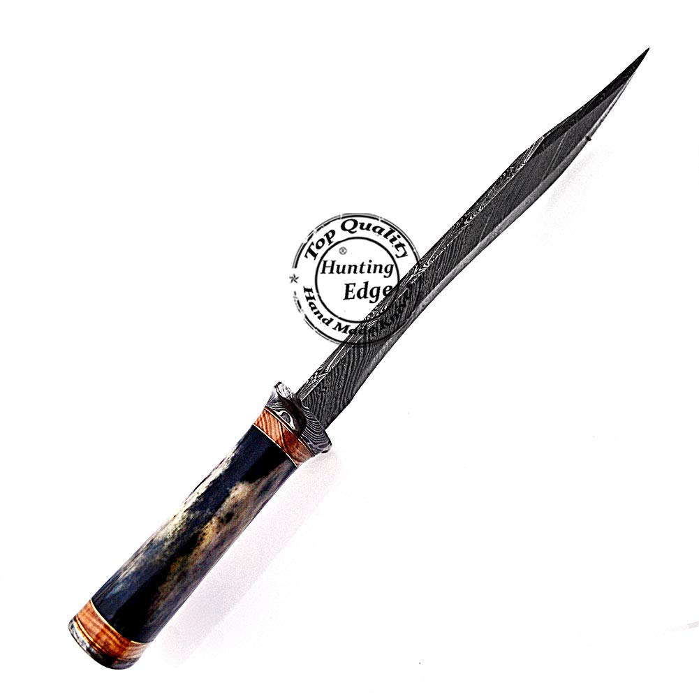 HE-823 Custom Handmade 15" Damascus Steel Hunting Knife, Perfect Grip, 100% Prime Quality