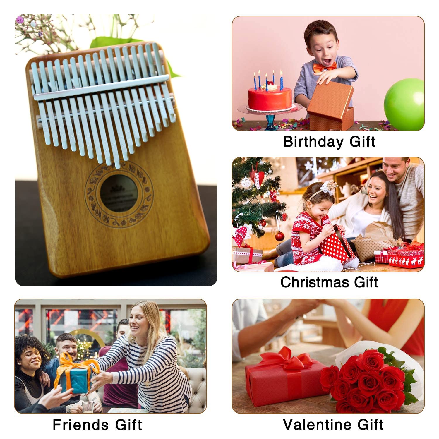 Kalimba Portable 17-key Thumb Piano, Easy to Learn Portable Instrument Present, Suitable for Adults, Children and Beginners