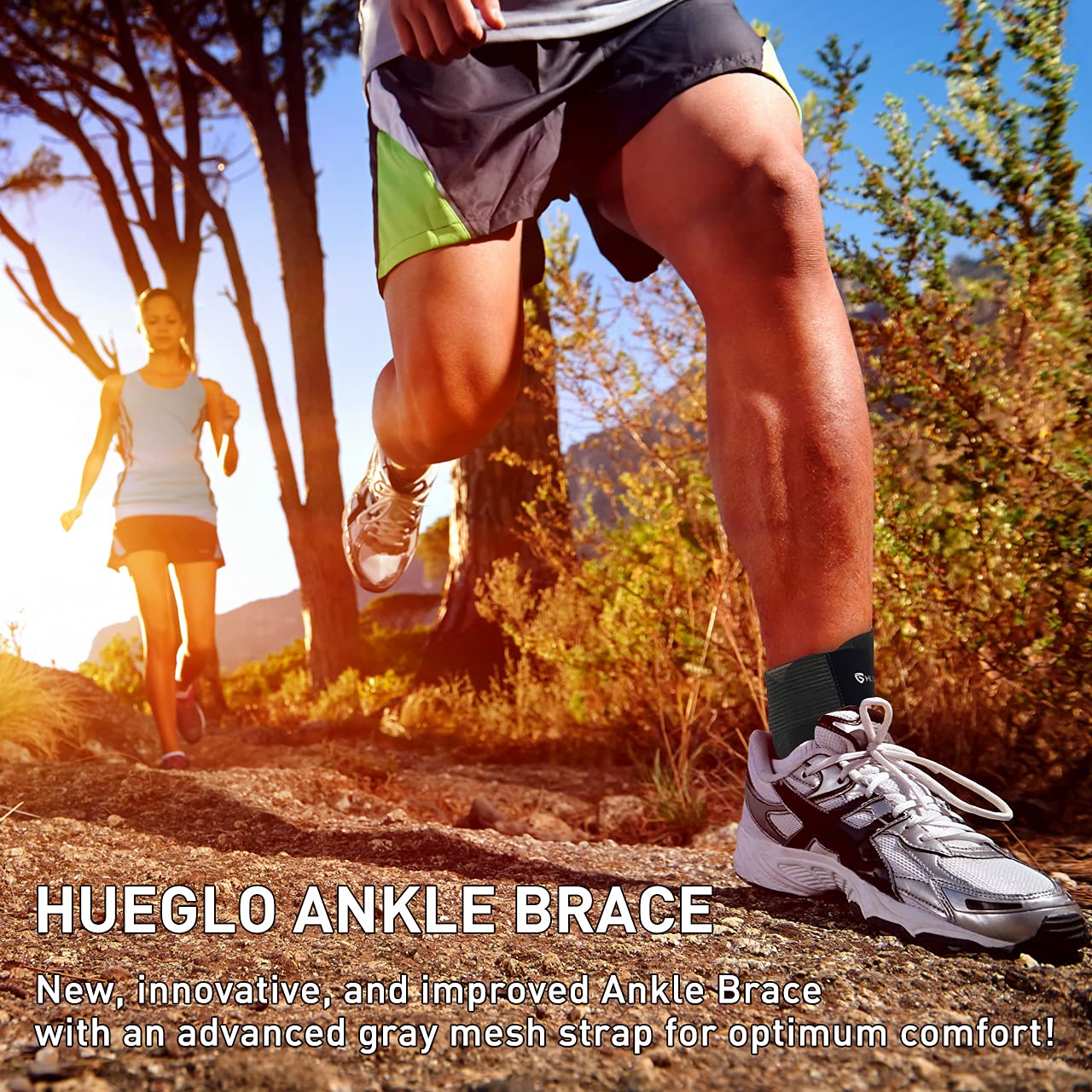 HUEGLO Ankle Brace,Ankle Support Brace for Sprained Ankle,Adjustable Ankle Compression Sleeve for Sports,Sprains,Injury Recovery,Ankle Stabilizer Brace for Women and Men,Medium