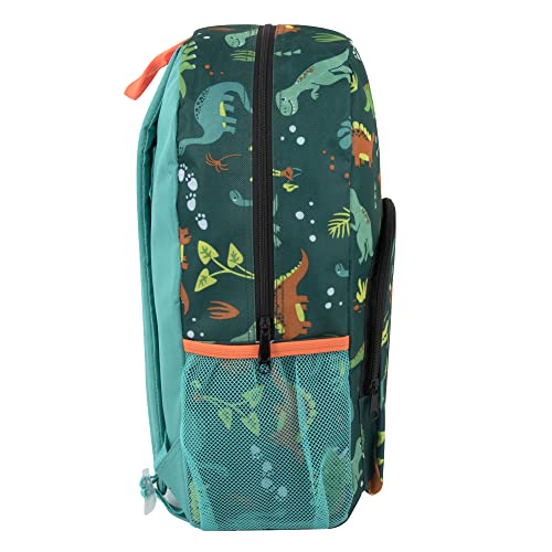 Trail maker Boys Backpack and Pencil Case Set for Kindergarten, Elementary School, 17 Inch Kids Backpack with Side Pockets (Goofy Grinning Dinos)