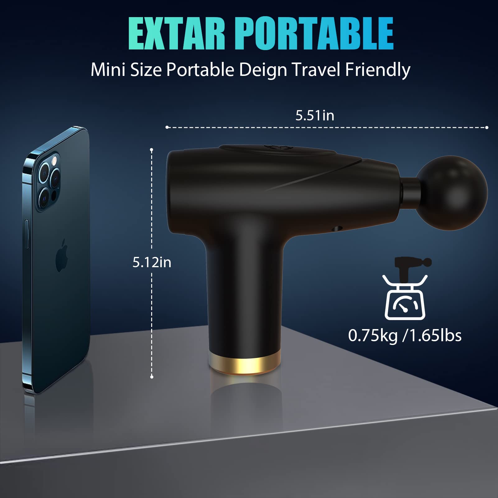 Massage Gun - Handheld Deep Muscle Massager - Professional Personal Massage Machine Rechargeable Massage Device with 4 Heads