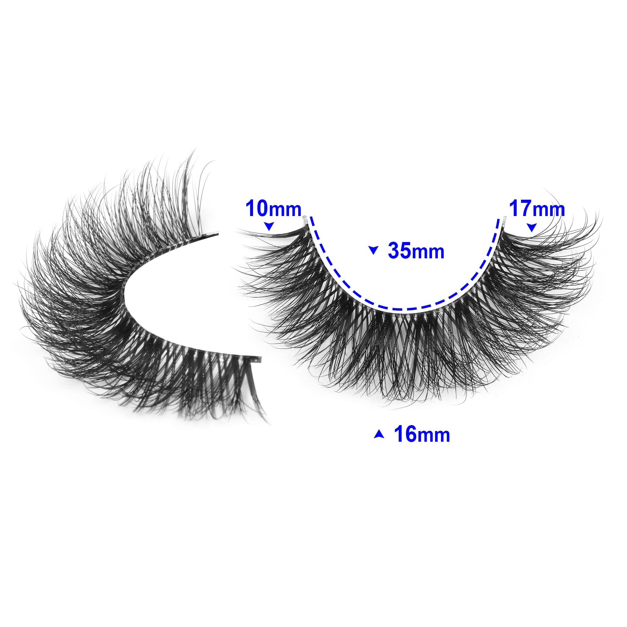 Natural Eye Lashes Cat Eye Mink Lashes Fluffy Wispy Clear Band False Eyelashes Fluffy Volume 3D Effect 17MM Fake Eyelashes 14 Pairs Pack by PHKERATA