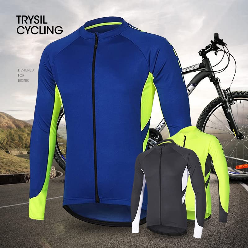 Meufam Men's Cycling Jacket Windproof Water Resistant Thermal Windbreaker Thermal Jacket Warm Shell Running Jacket (Blue,X-Large,Male,Adult,US,Alpha,X-Large,Regular,Regular)