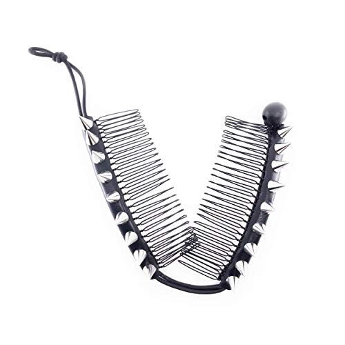 HairZing Stretchy Banana Hair Clip - Sturdy Hold, No Damage, Creases or Pain (Silver, Medium)