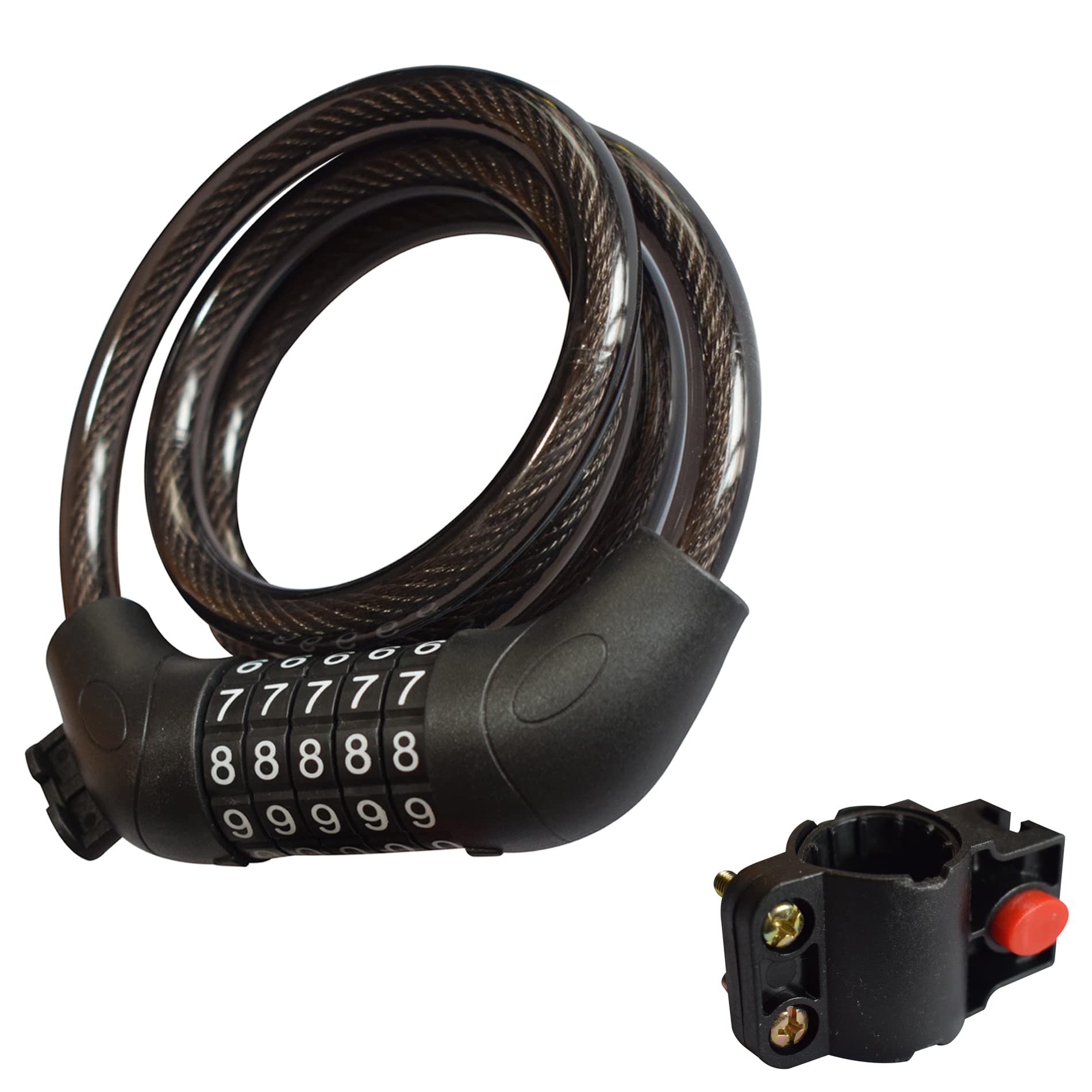 JIETA Cable Bike Lock,5 Digit Resettable Combination Codes,4feet (120cm) Long Bicycle Locks with Mounting Bracket,Black 4FT 11mm